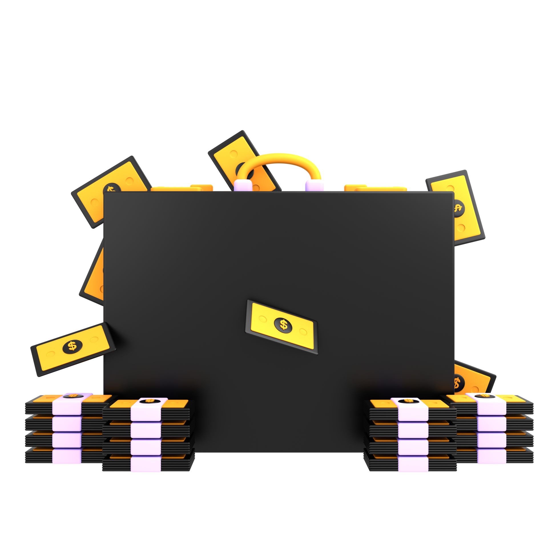 3d Illustration Business Briefcase Full Of Paper Money 9338801 PNG 3d-illustration-business-briefcase-full-of-paper-money-9338801-png