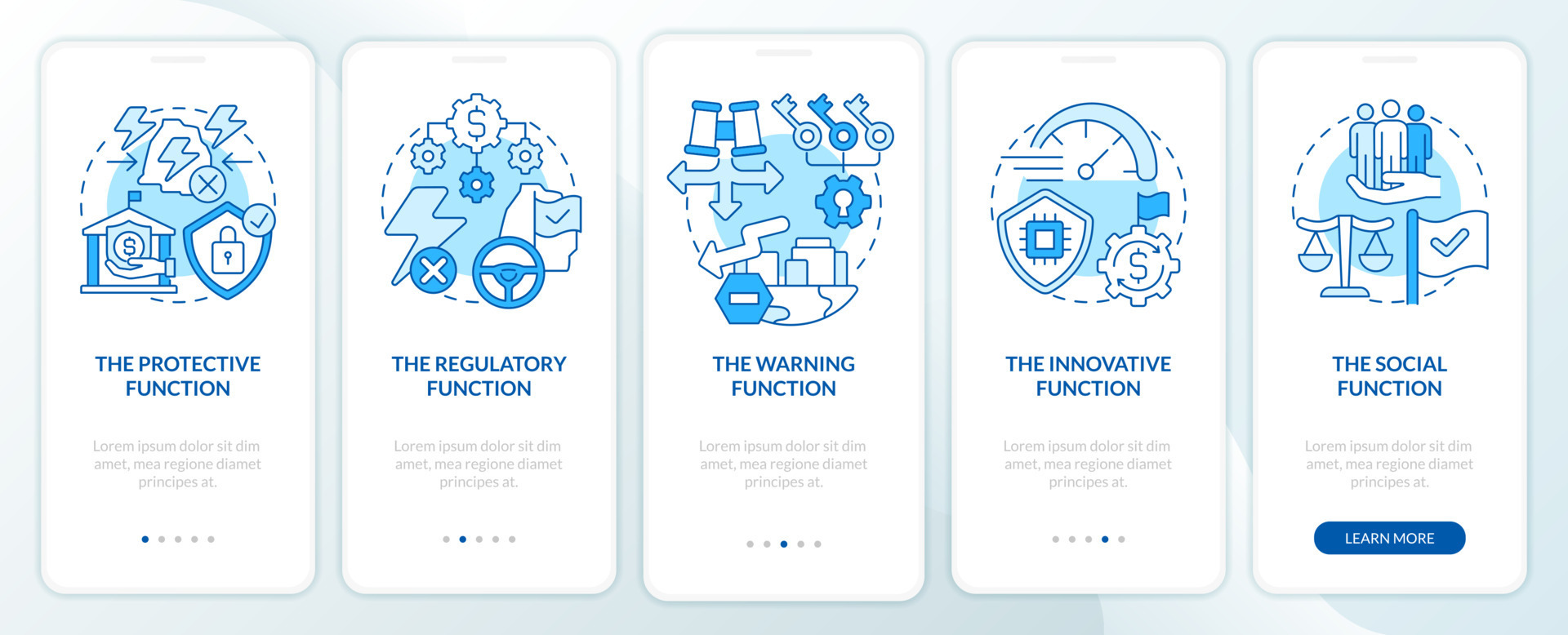 Economic Security Functions Blue Onboarding Mobile App Screen Protection Walkthrough 5 Steps