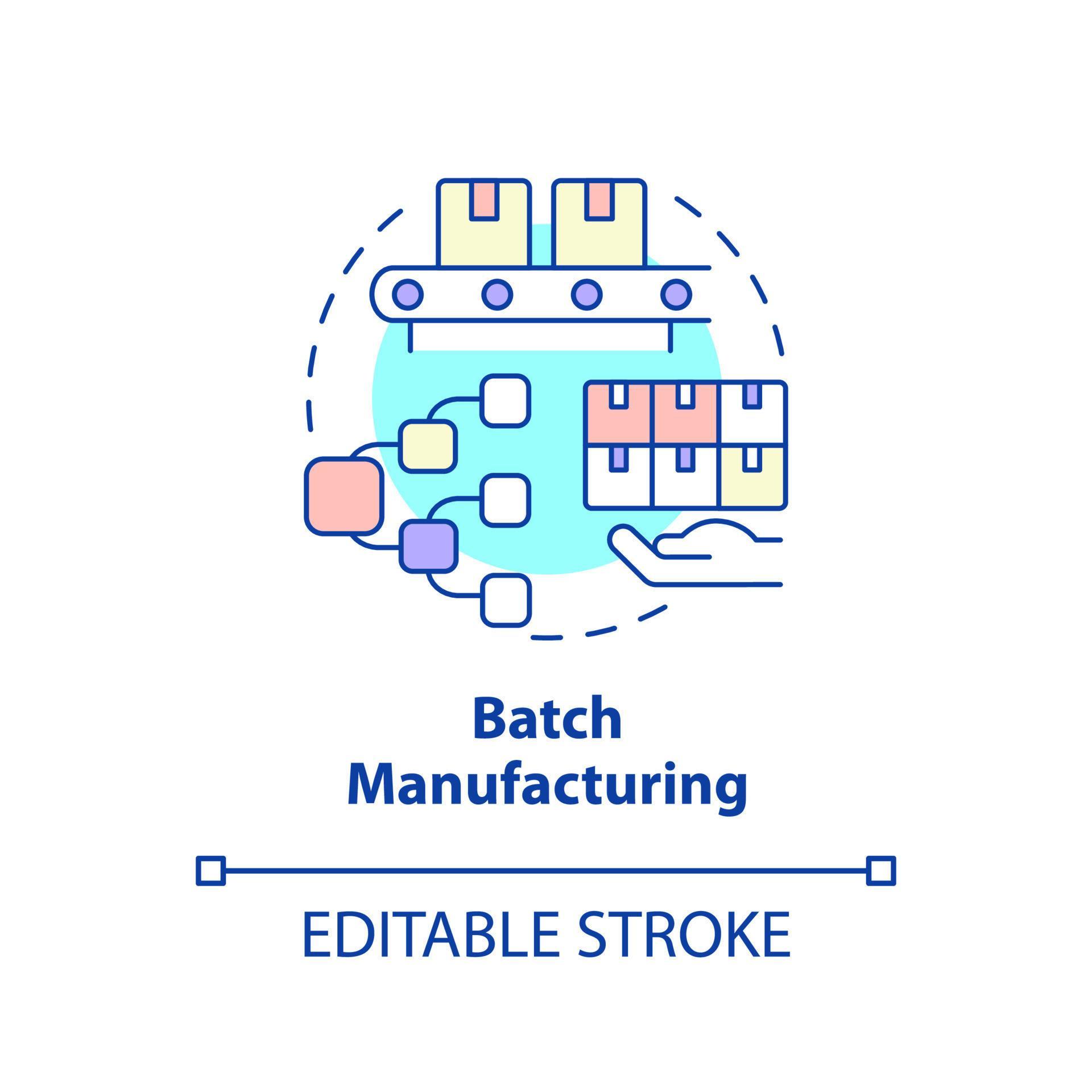 Batch manufacturing concept icon. Type of manufacturing processes ...