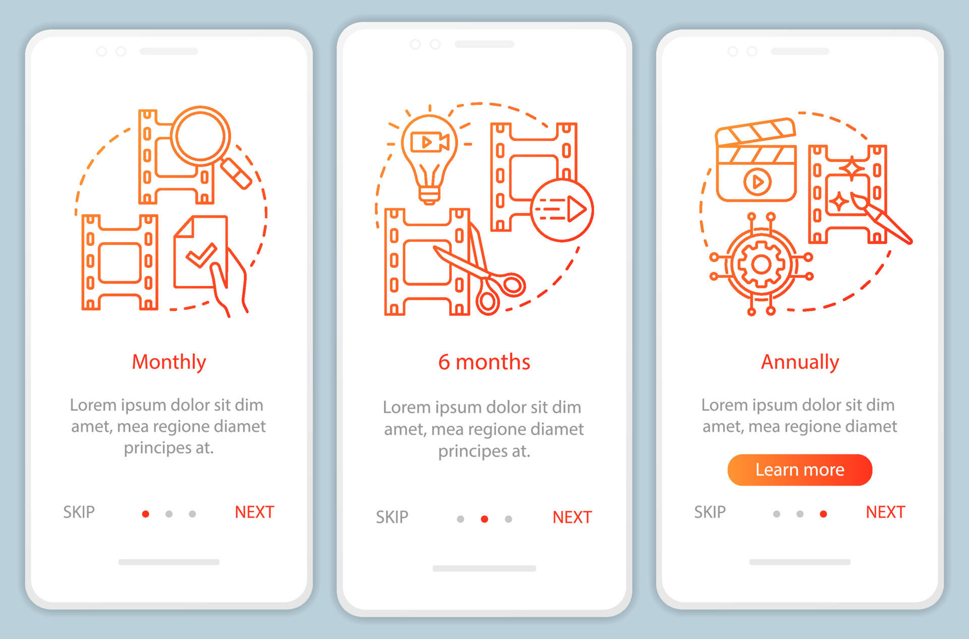 Video Editor Subscription Onboarding Mobile App Page Screen With Linear Concepts 6 Months
