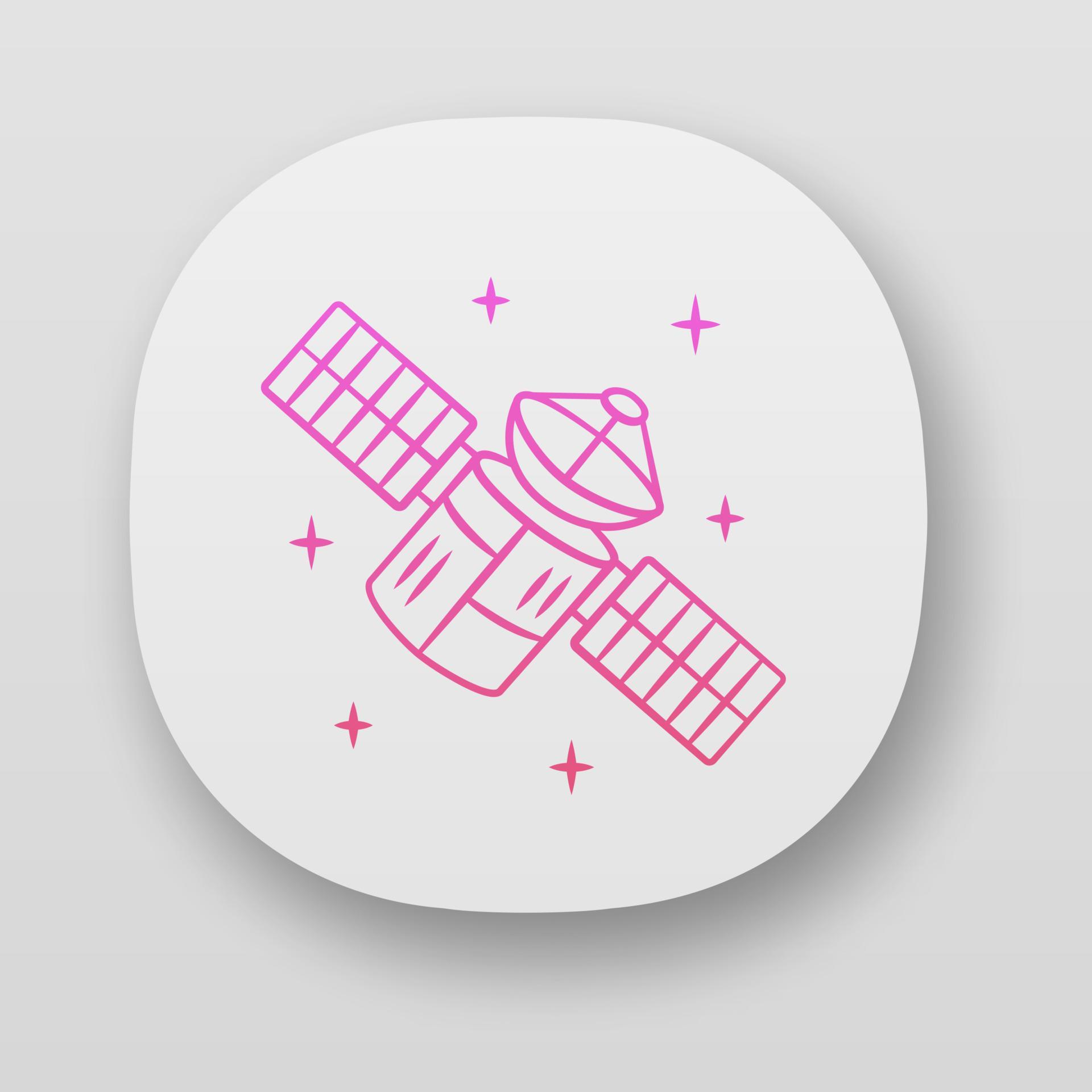 Satellite app icon. Sputnik. Artificial object in orbit. Earth ...