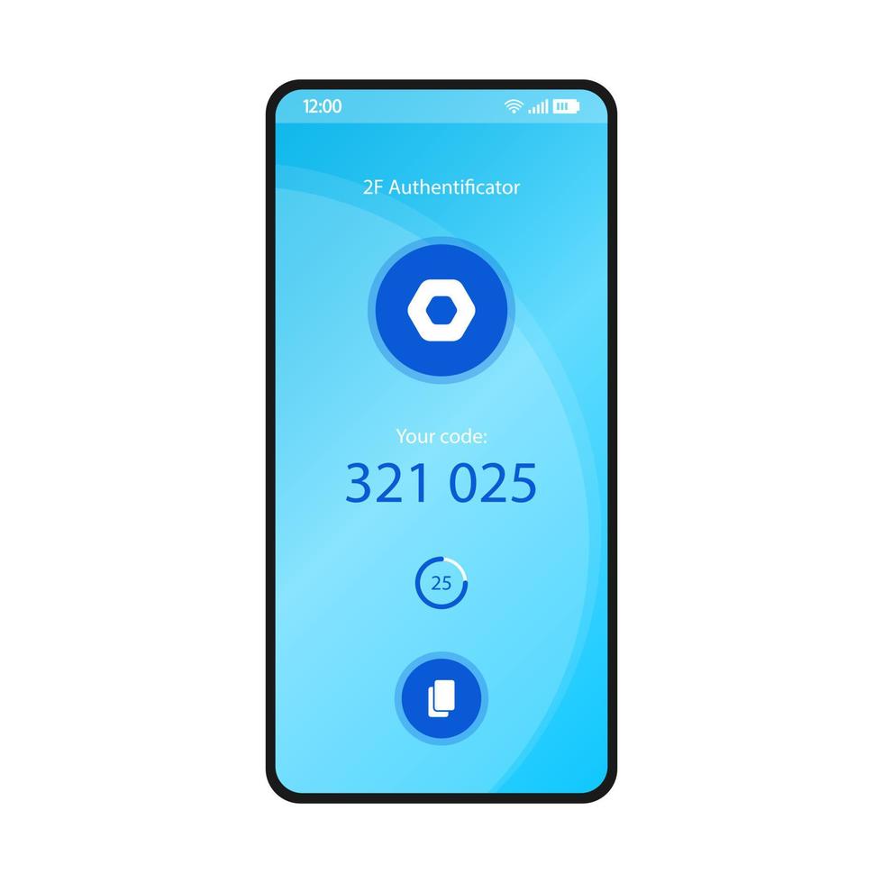 2F authenticator smartphone interface vector template. Mobile security ...