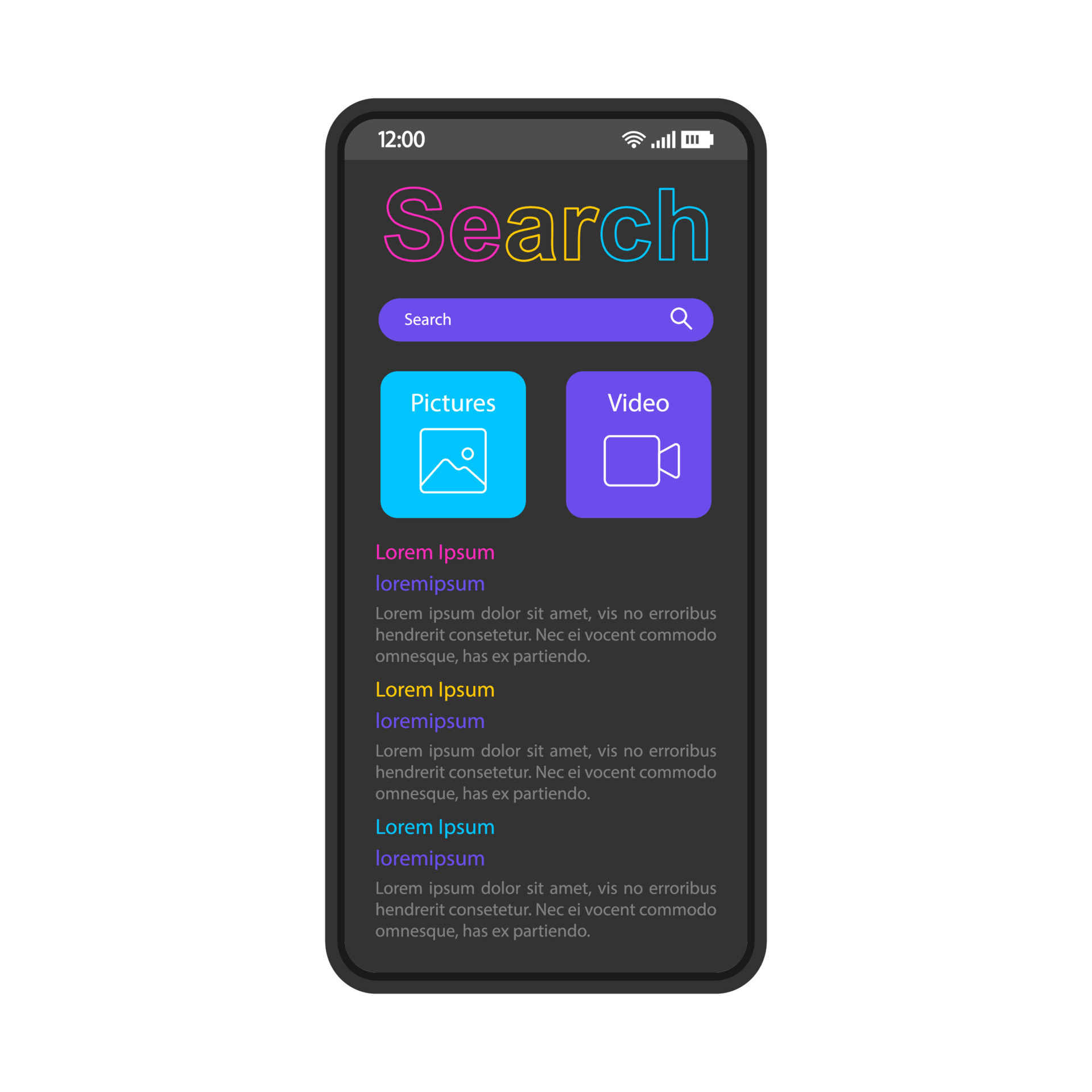Internet search smartphone interface vector template. Mobile app page ...
