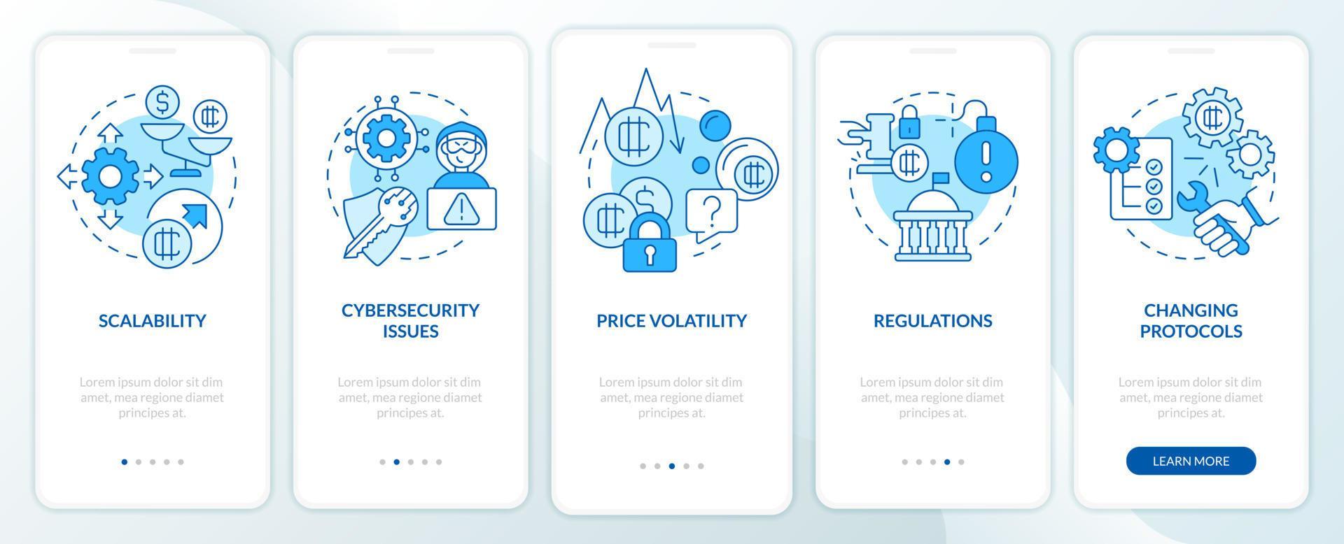 Cryptocurrency Disadvantages Blue Onboarding Mobile App Screen