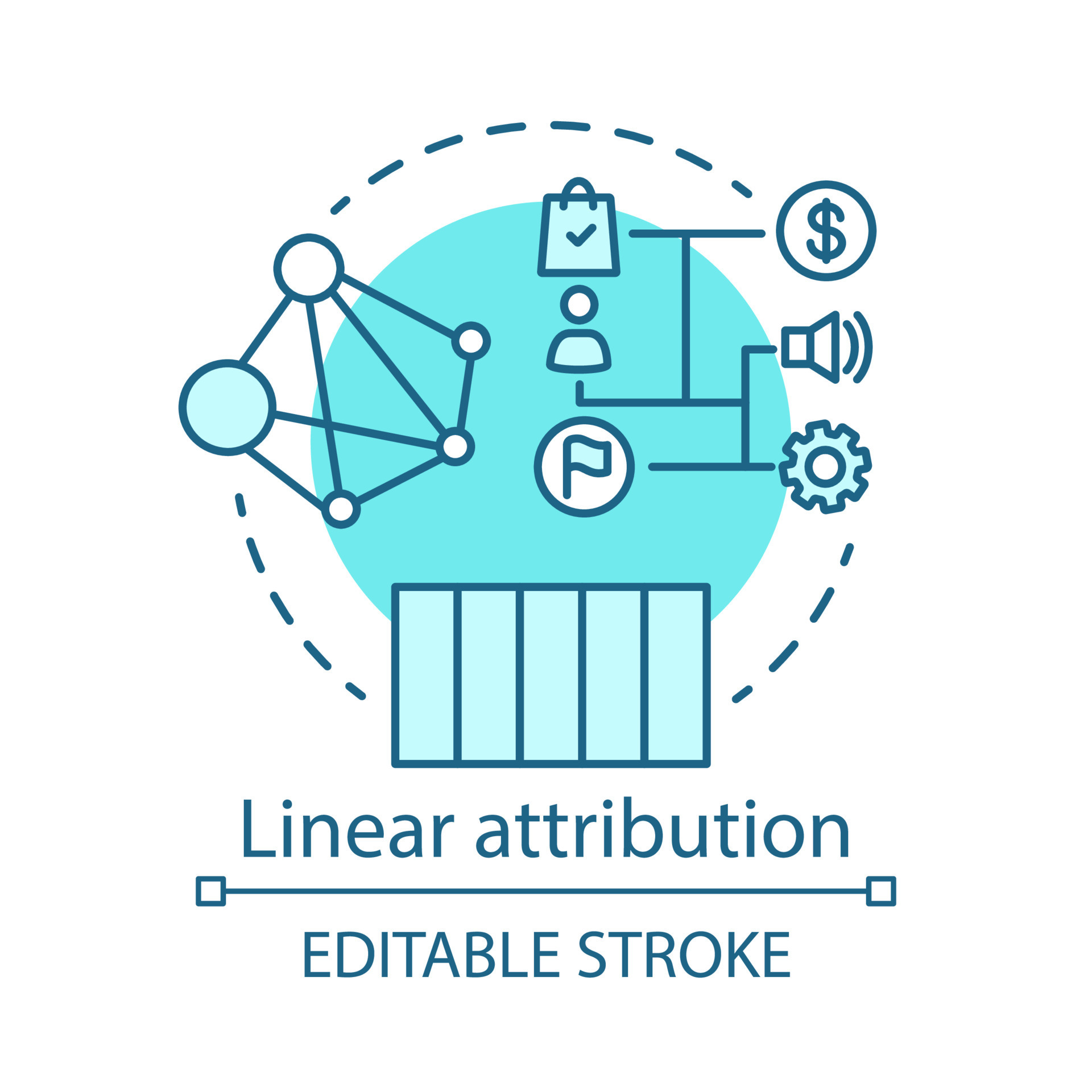 Linear attribution blue concept icon. Multi-touch attribution model ... Linear attribution blue concept icon. Multi-touch attribution model ...