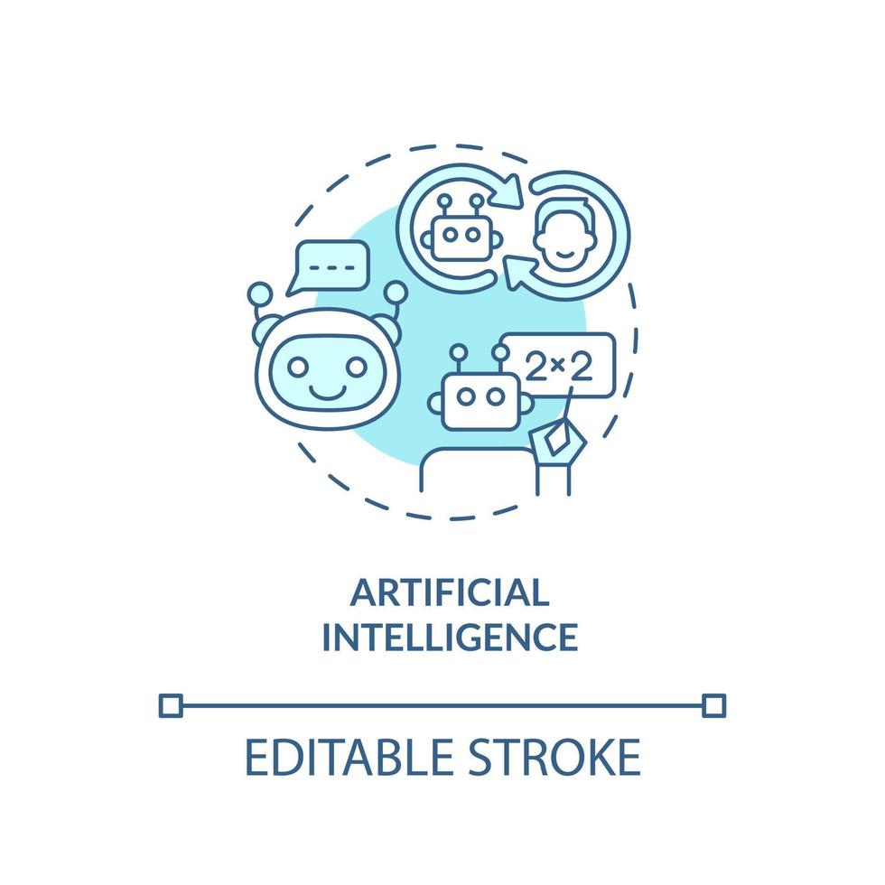 Artificial intelligence turquoise concept icon. Machine learning. Major ...
