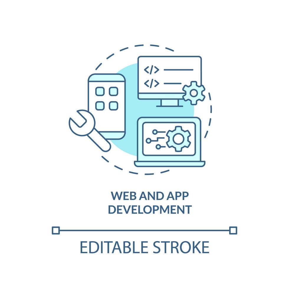 Web and app development turquoise concept icon. Create site. Advanced ...