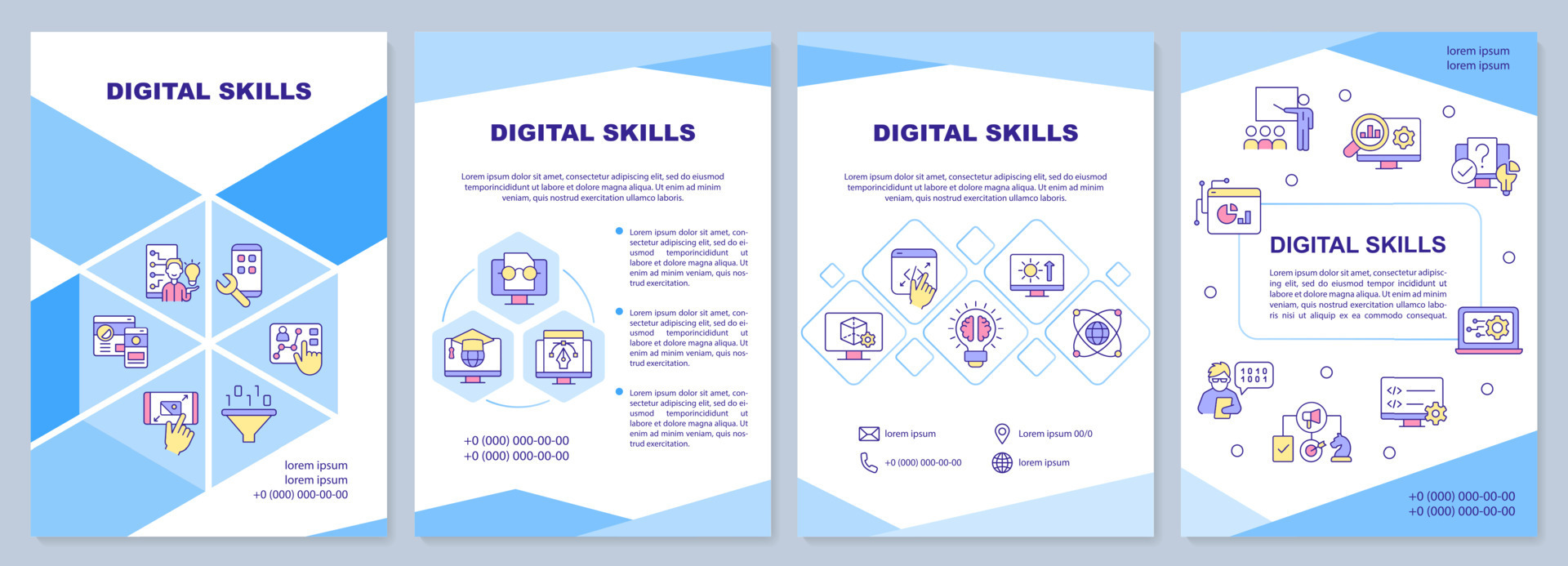 Digital skills brochure template. Computer literacy. Leaflet design ...
