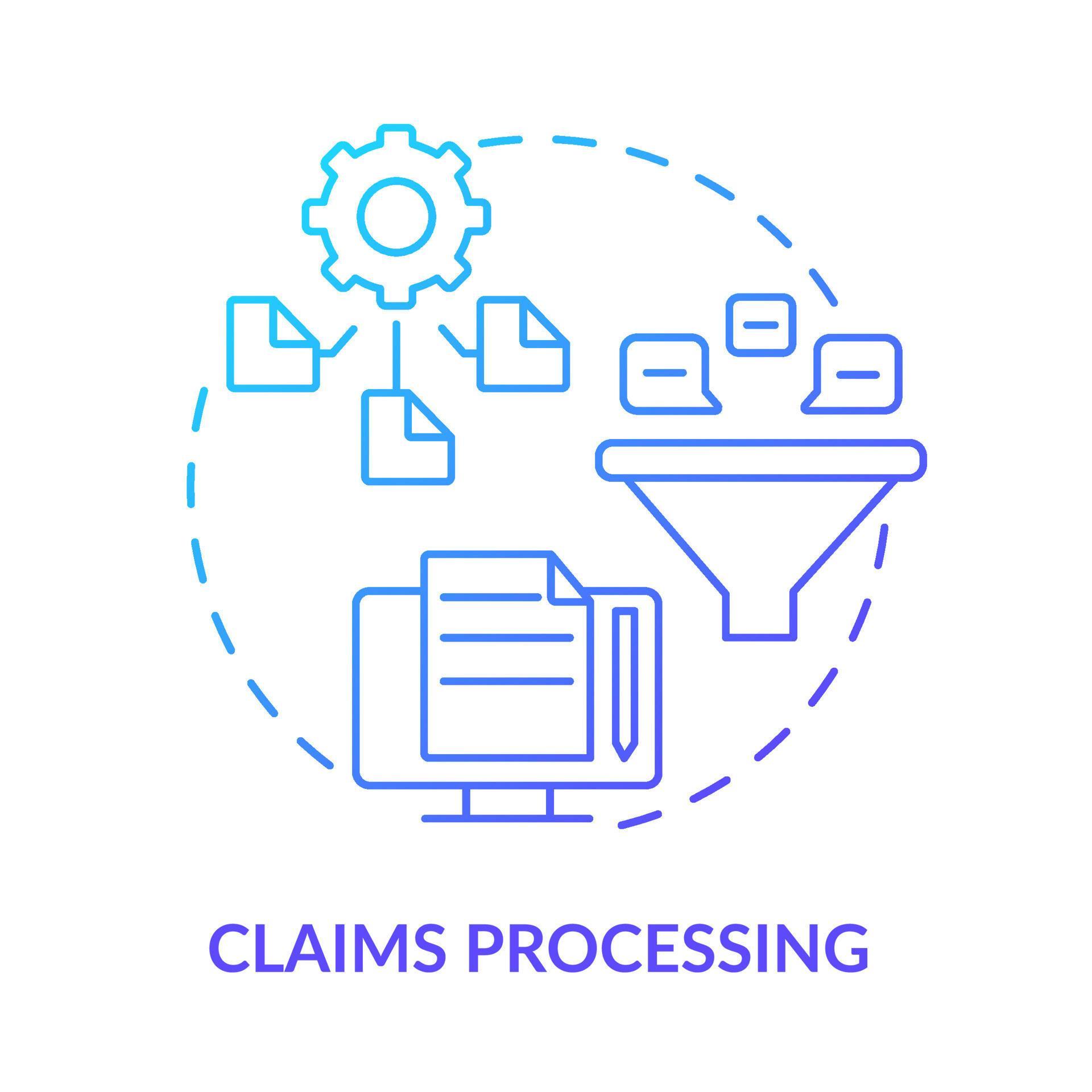 Claims processing blue gradient concept icon. Digital transformation ...