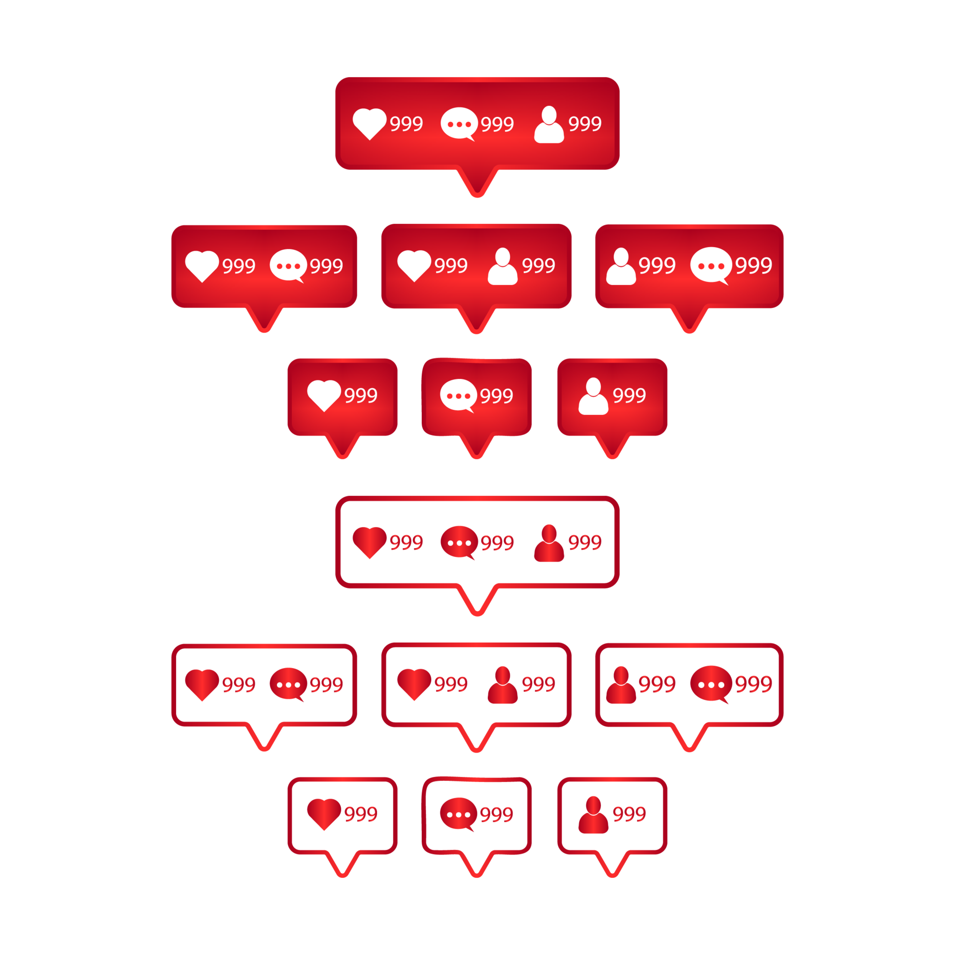 Social Media Button Vector Collection With Metallic Color Multiple