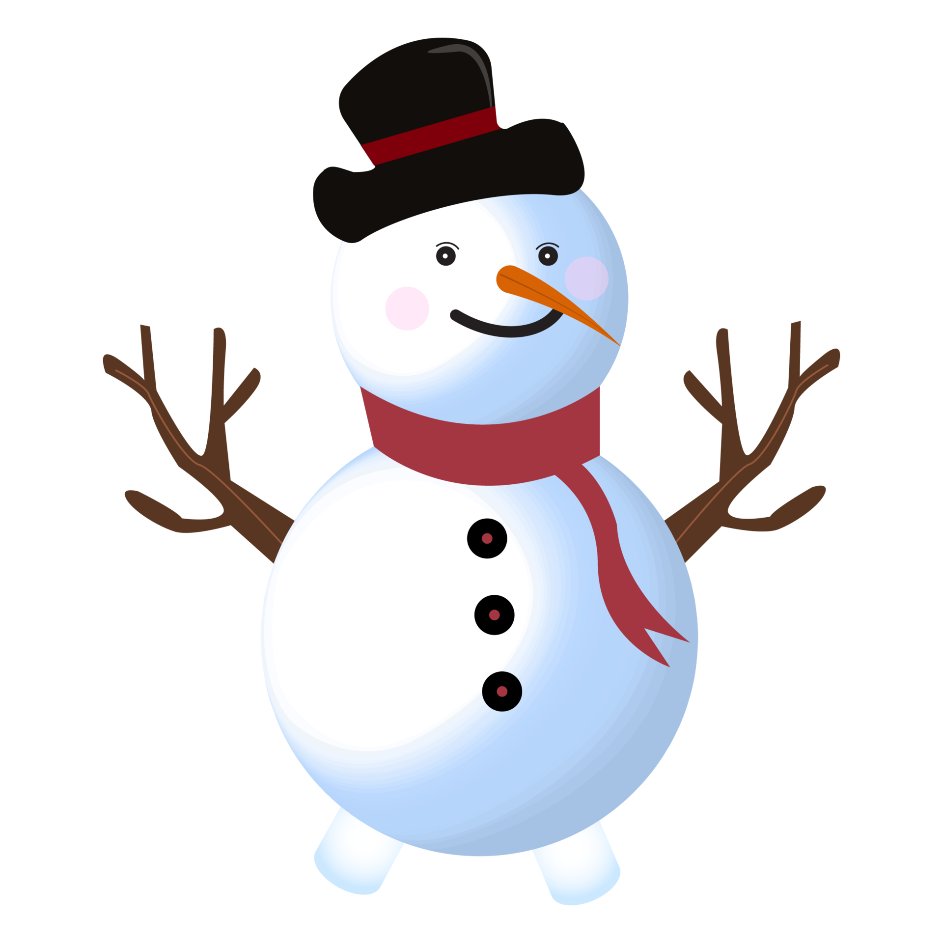 Cute snowman vector design on a blue background. Christmas design with ... Cute snowman vector design on a blue background. Christmas design with ...