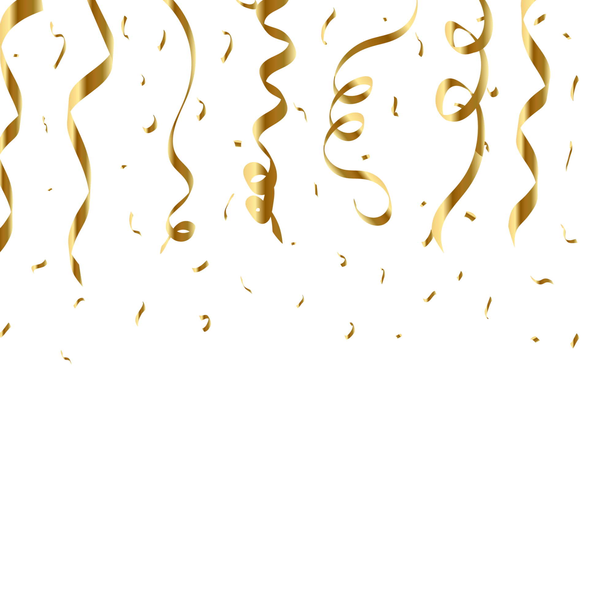 Confetti falling background vector. Realistic golden ribbon and confetti explosion illustration ...