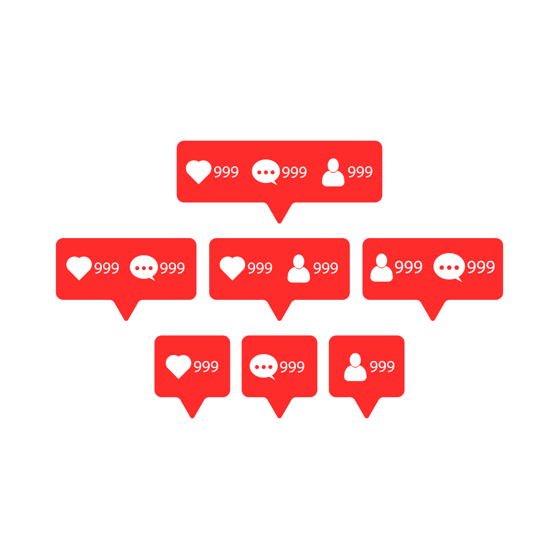Social Media Button Vector Collection With Red Color Multiple Shape