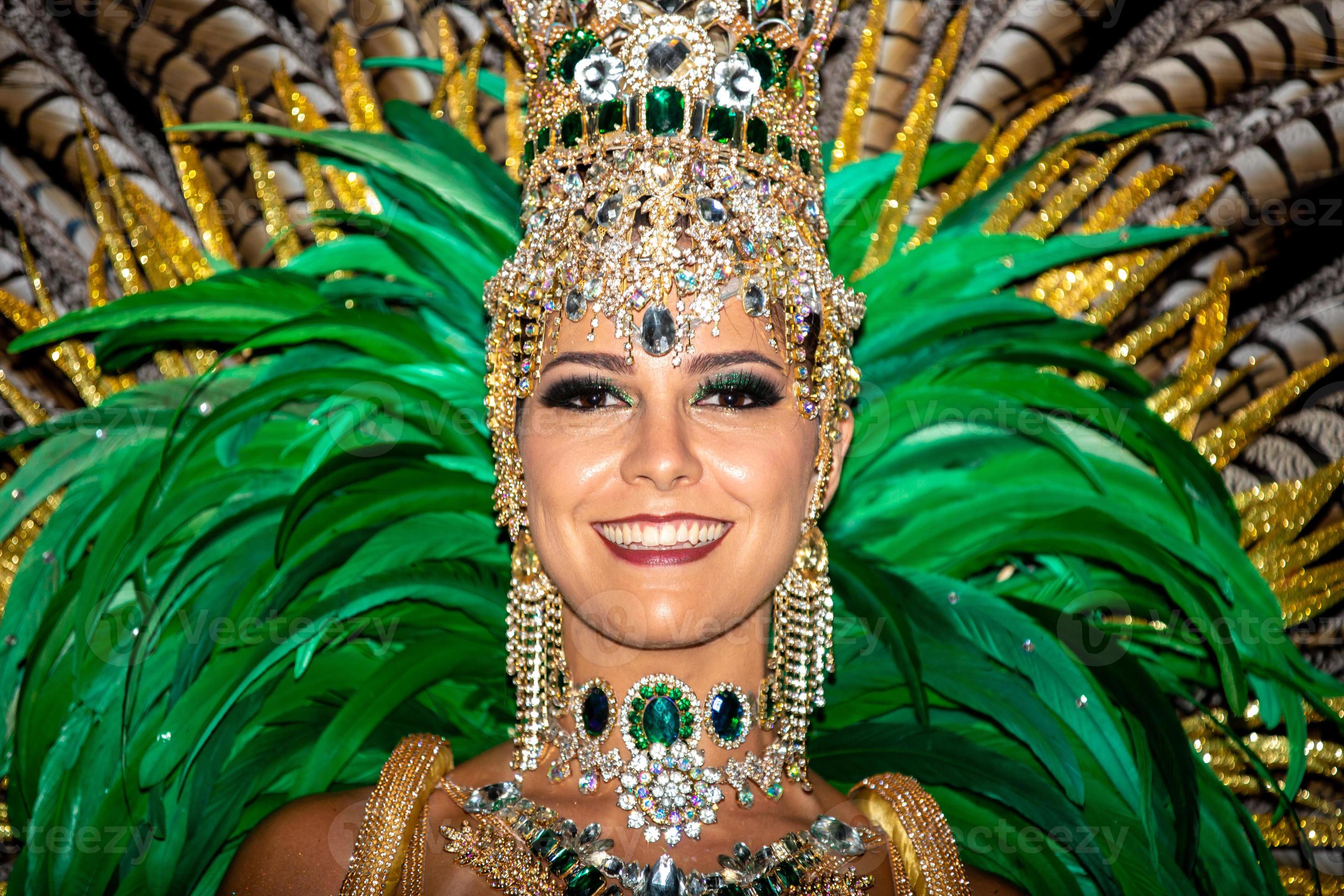 Brazilian Wearing Samba Costume Beautiful Brazilian Woman Wearing