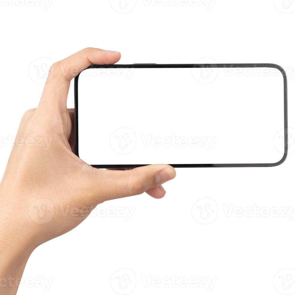 Hand Holding And Using Phone Mockup Cutout Png File 9351808 Png