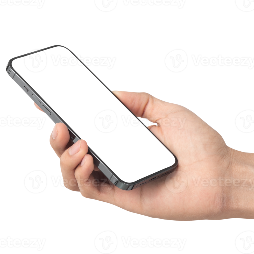Hand Holding And Using Phone Mockup Cutout Png File 9351809 Png