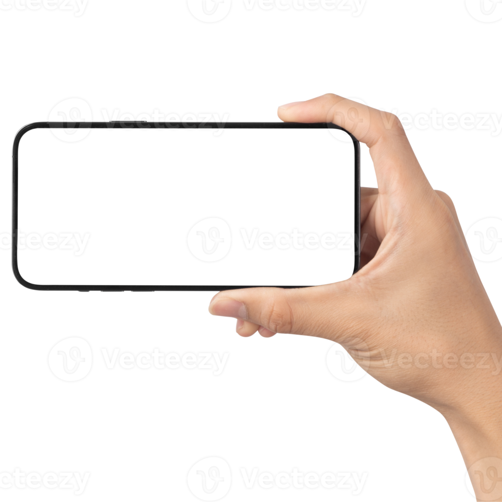 Hand Holding And Using Phone Mockup Cutout Png File 9351810 Png