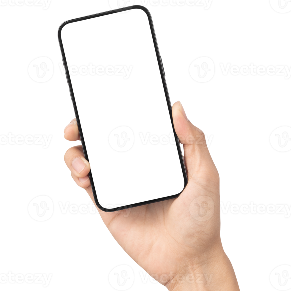 Hand Holding And Using Phone Mockup Cutout Png File 9351814 Png