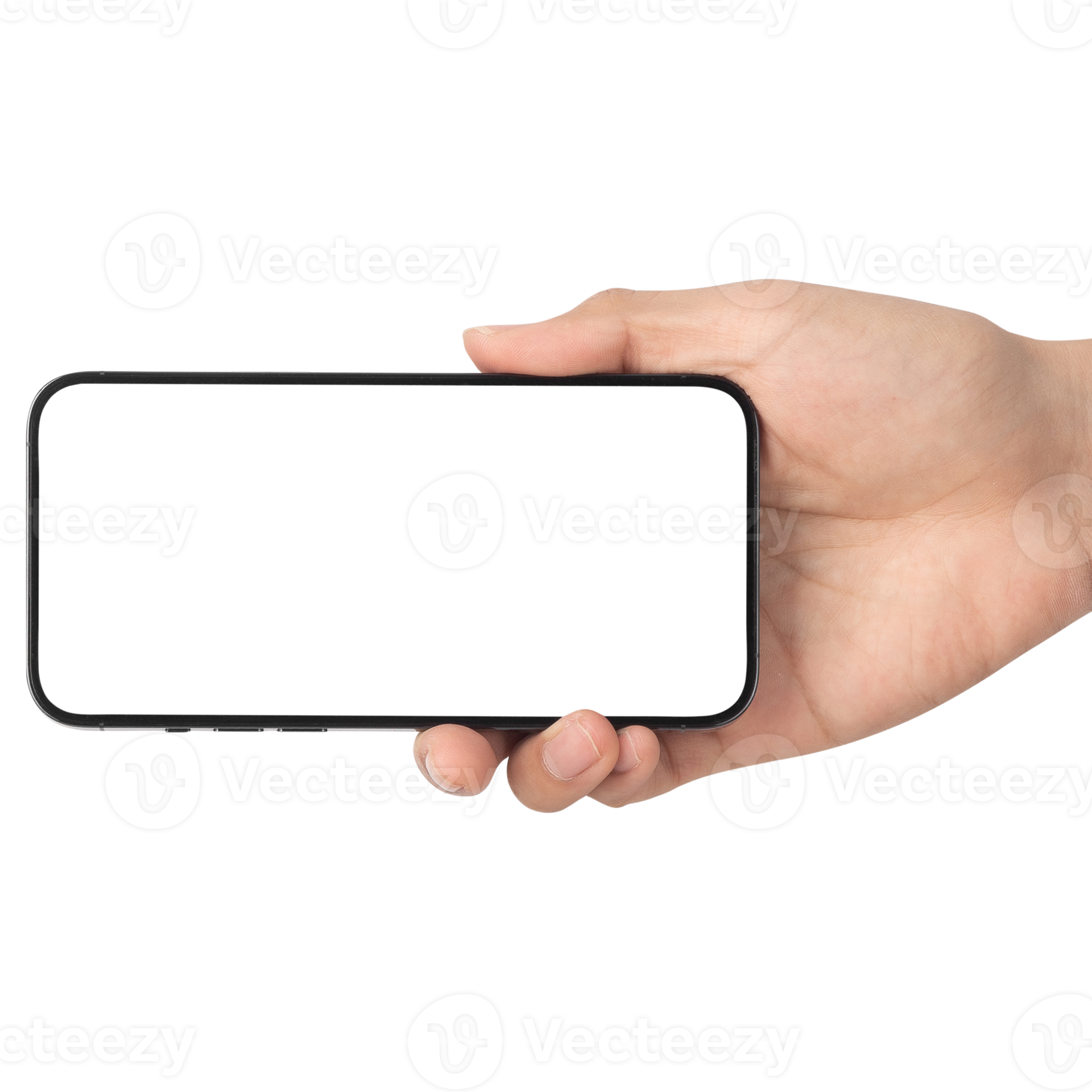 Hand Holding And Using Phone Mockup Cutout Png File 9351982 Png