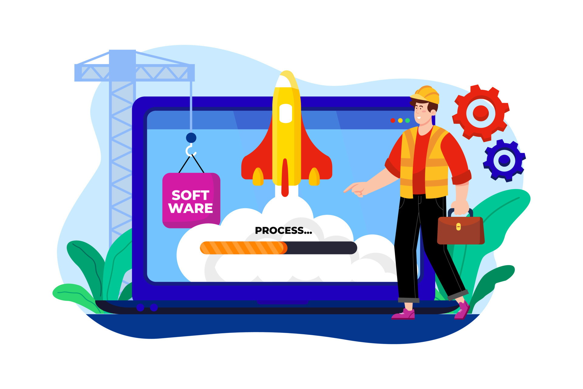 Software Engineer flat illustration concept on white background 9352807 ...