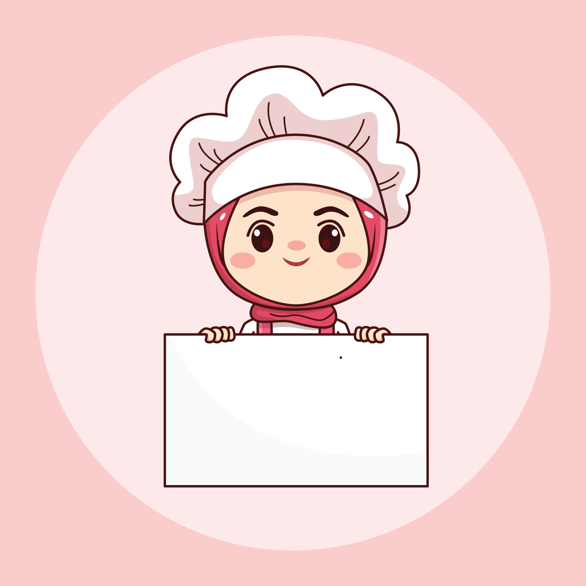 Cute and kawaii hijab female chef or baker with white board cartoon ... Cute and kawaii hijab female chef or baker with white board cartoon ...
