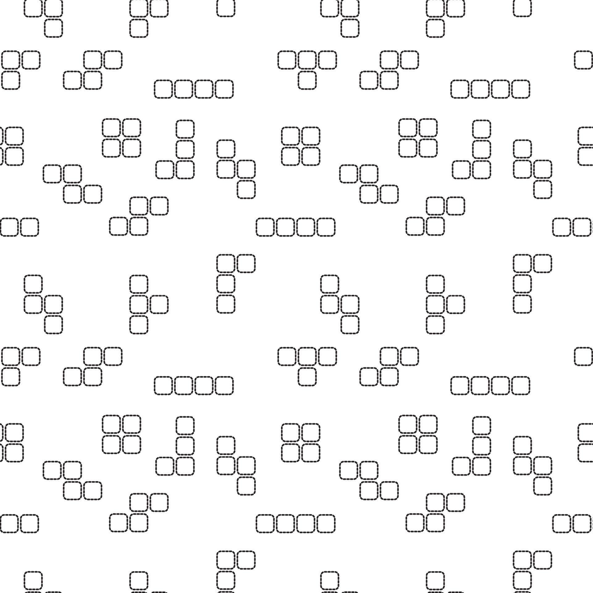 Monochrome Tetris Shape Vector Illustration Dashed Outline Style Seamless Pattern Design