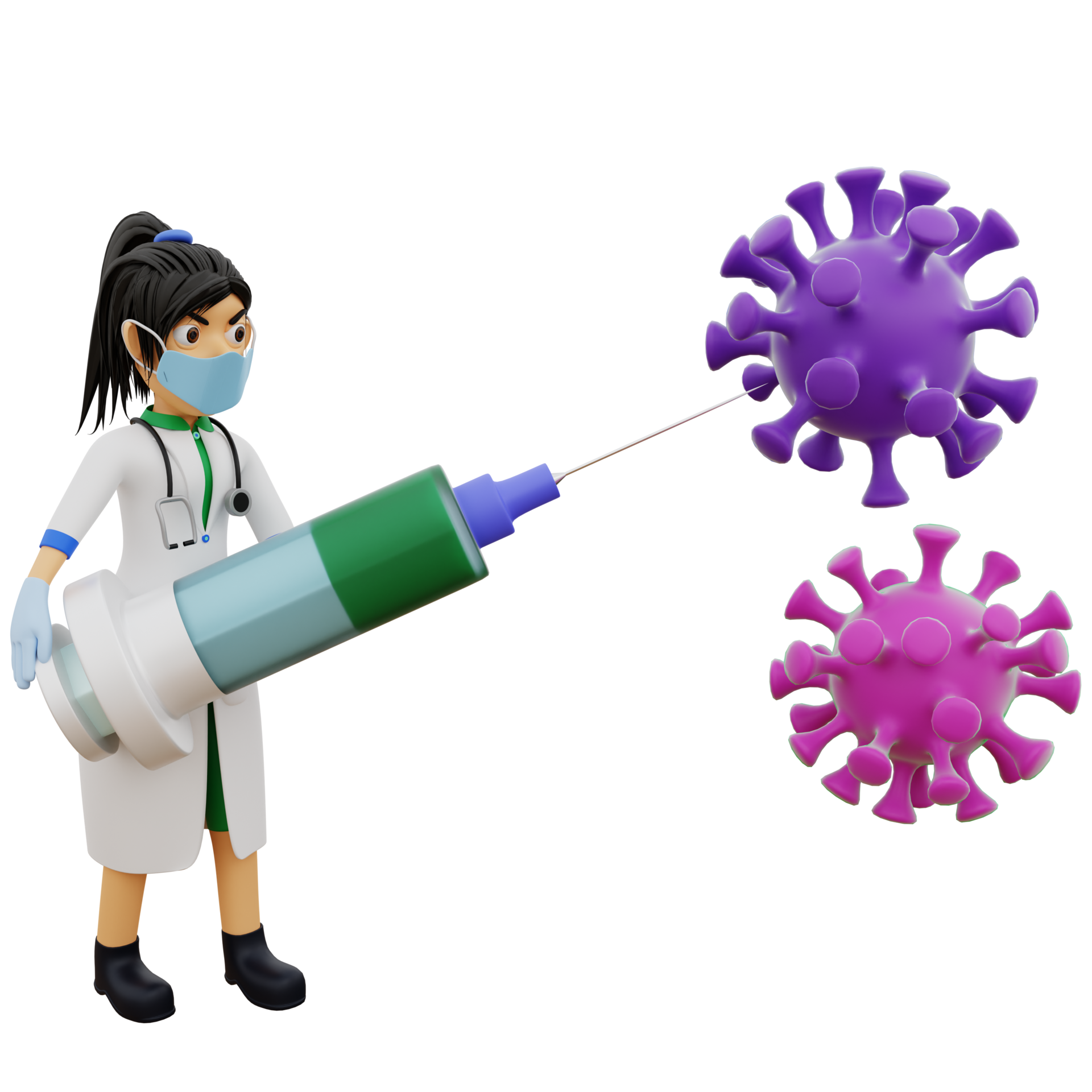 3D Character Female Doctor Protects The Body From Viruses 9363361 PNG 3D Character Female Doctor Protects The Body From Viruses 9363361 PNG