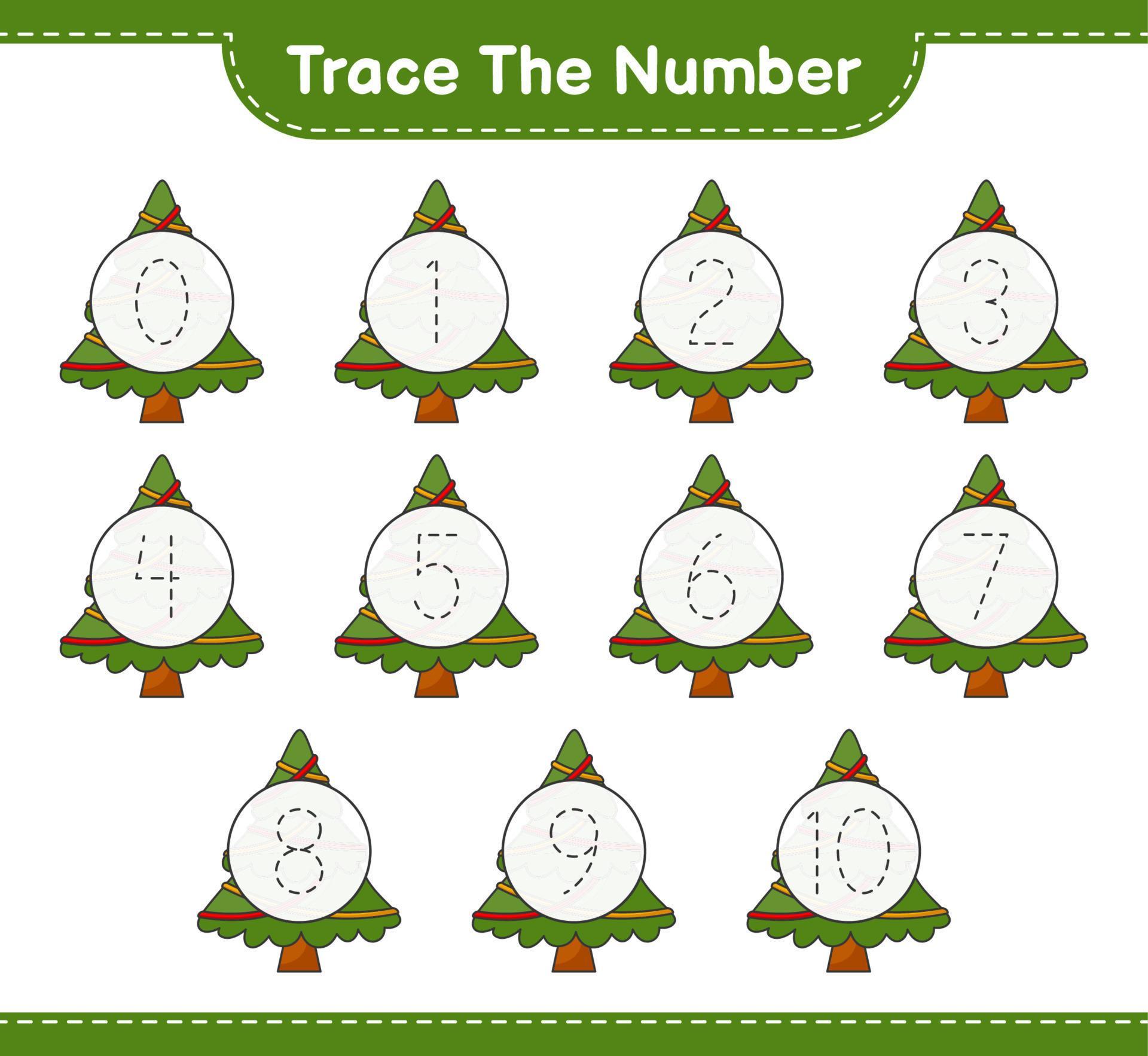 Trace the number. Tracing number with Christmas Tree. Educational ...