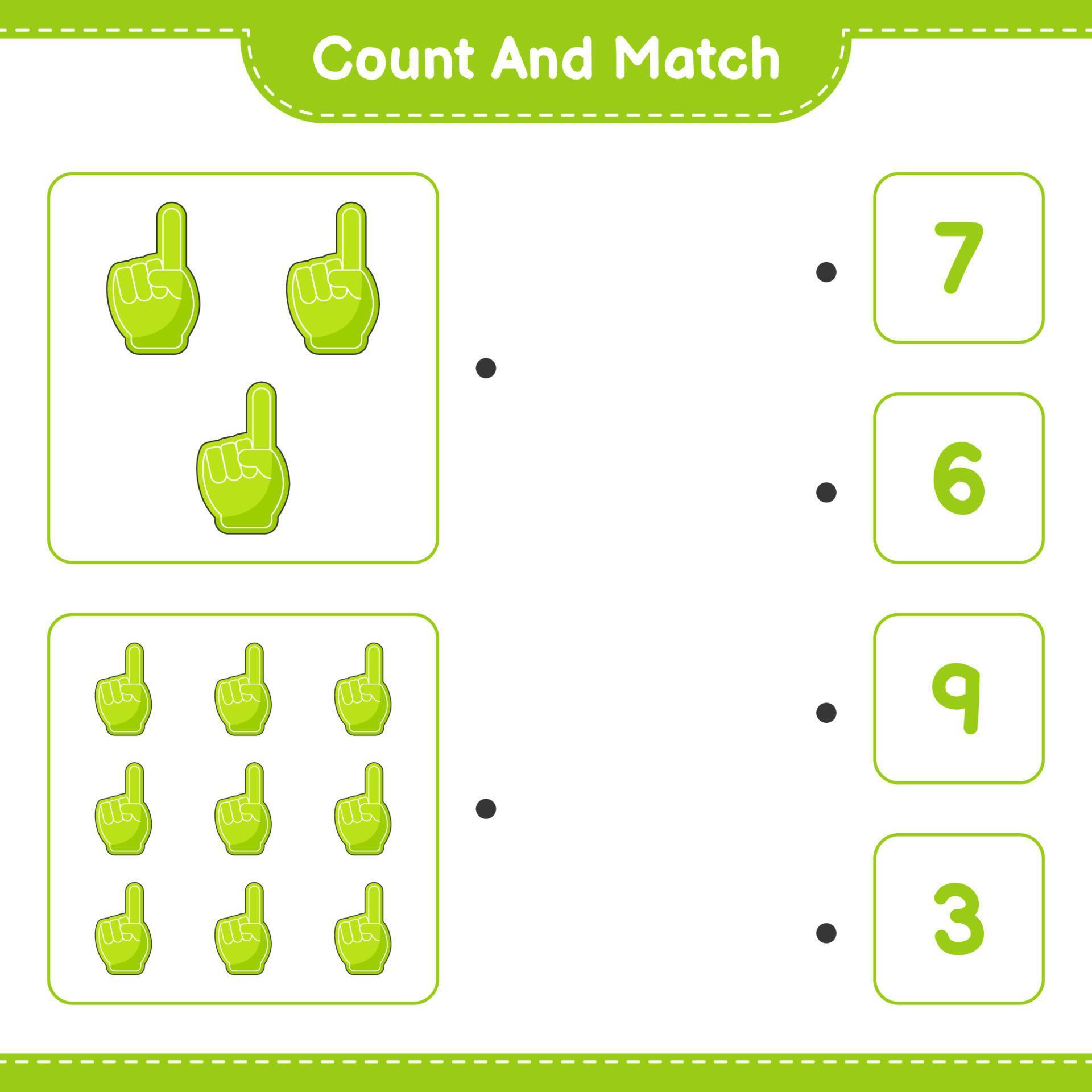 Count and match, count the number of Foam Finger and match with the ...