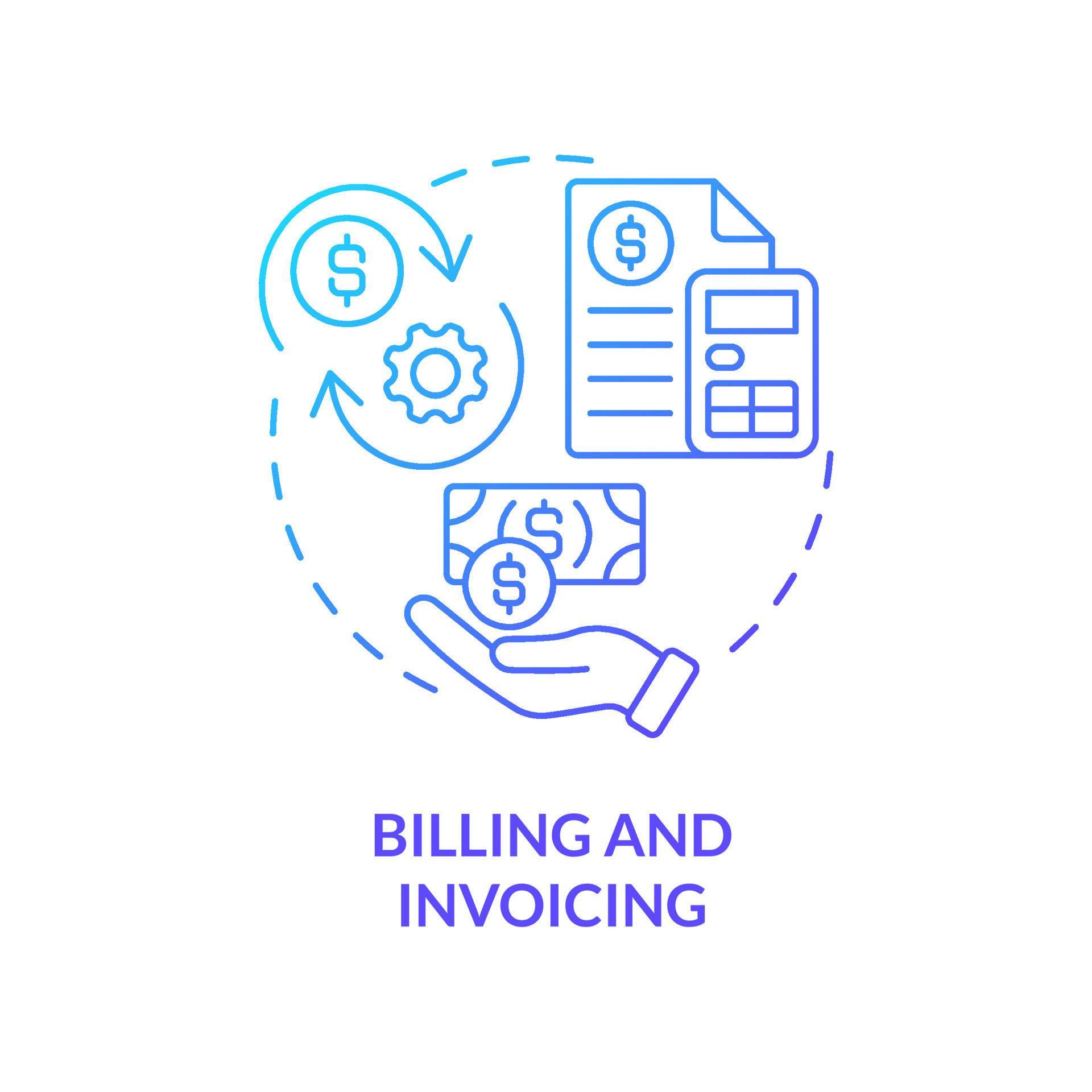 Billing and invoicing blue gradient concept icon. Payment system. Tool for online workplace ...