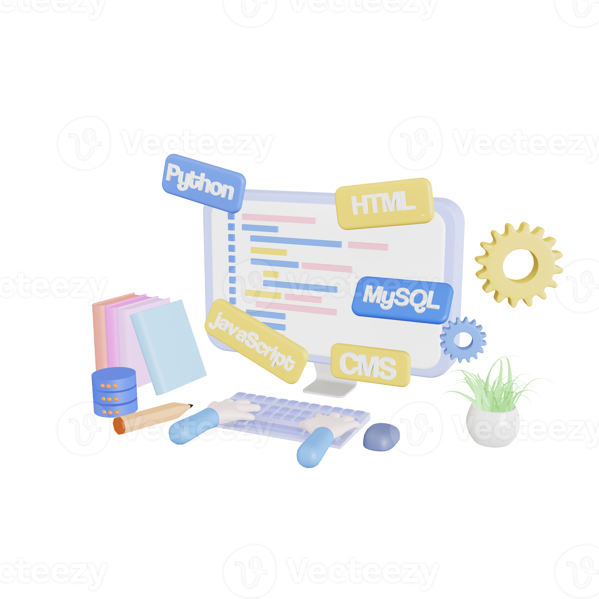 3d Illustration Web Development Concept Programming And Coding 9368908 Png