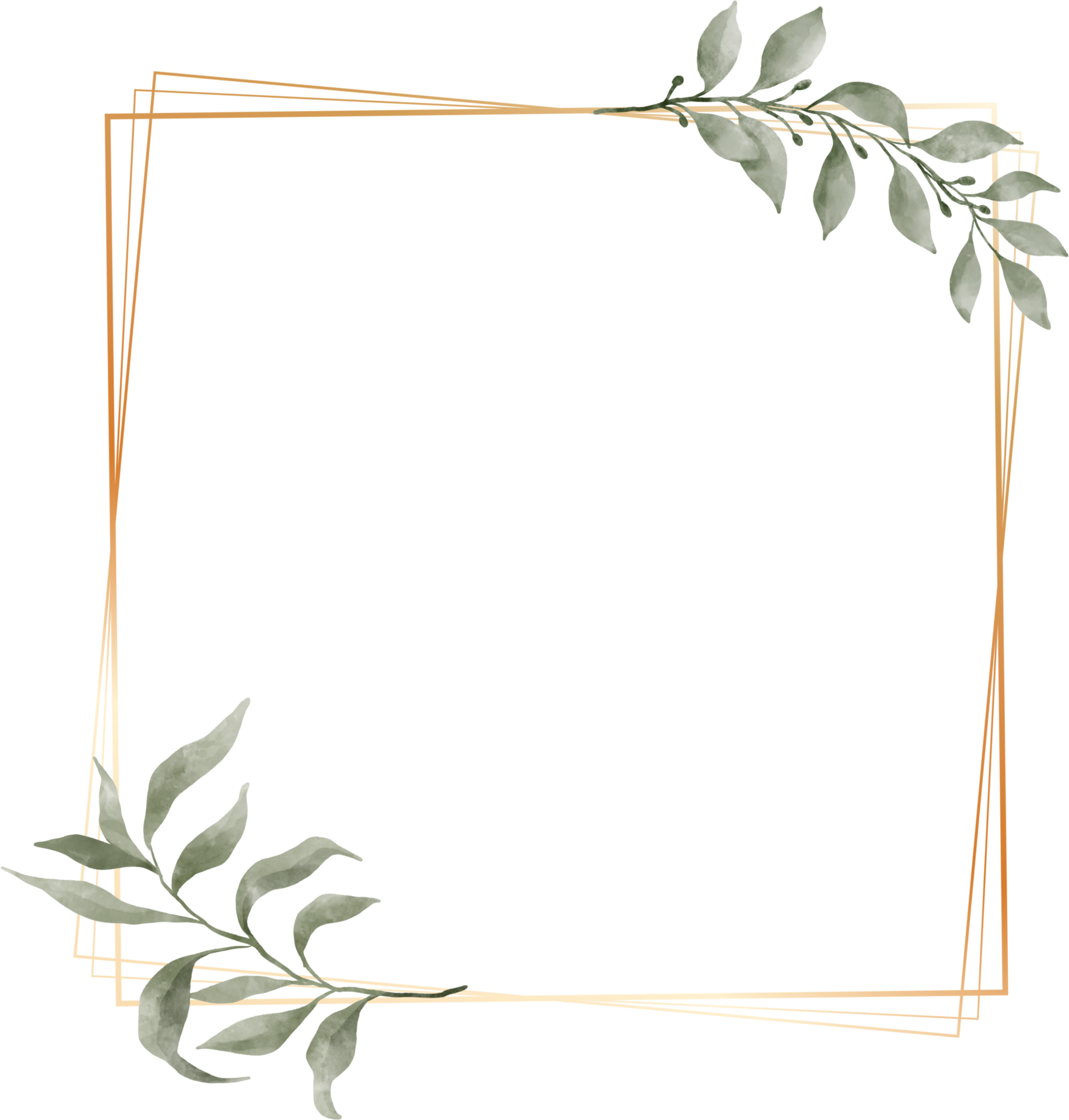 Green Leaf Watercolor Geometric Gold Frame 9369567 PNG Green Leaf Watercolor Geometric Gold Frame 9369567 PNG
