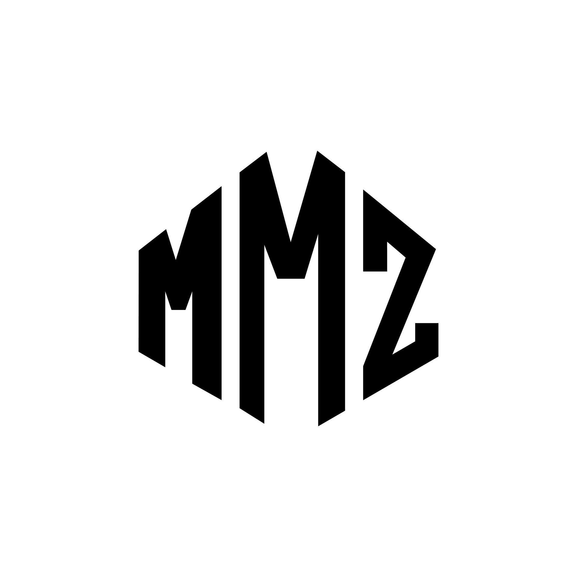 MMZ letter logo design with polygon shape. MMZ polygon and cube shape logo design. MMZ hexagon ...