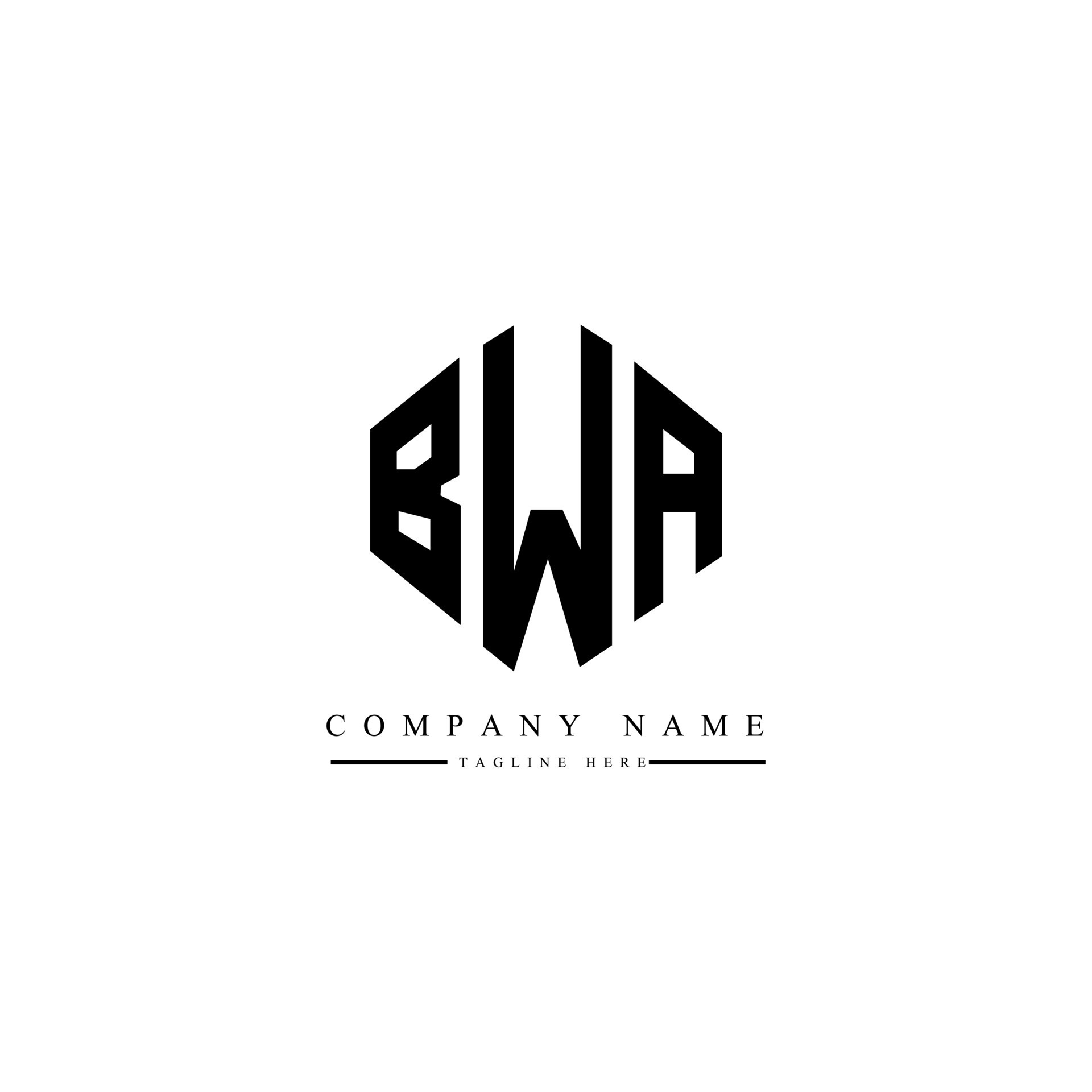 diseño de logotipo de letra bwa con forma de polígono. diseño de logotipo en forma de cubo y ...