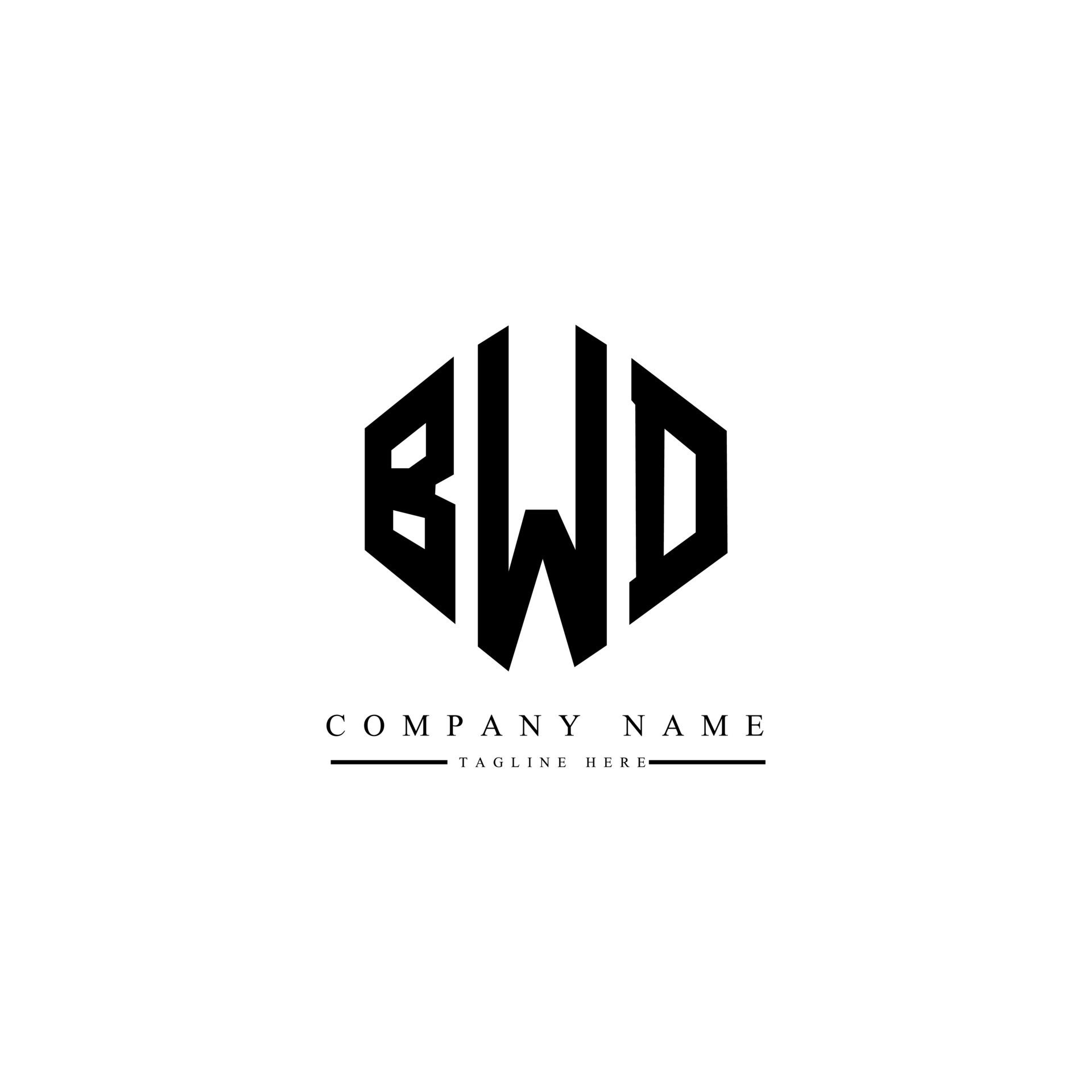 diseño de logotipo de letra bwd con forma de polígono. diseño de logotipo en forma de cubo y ...
