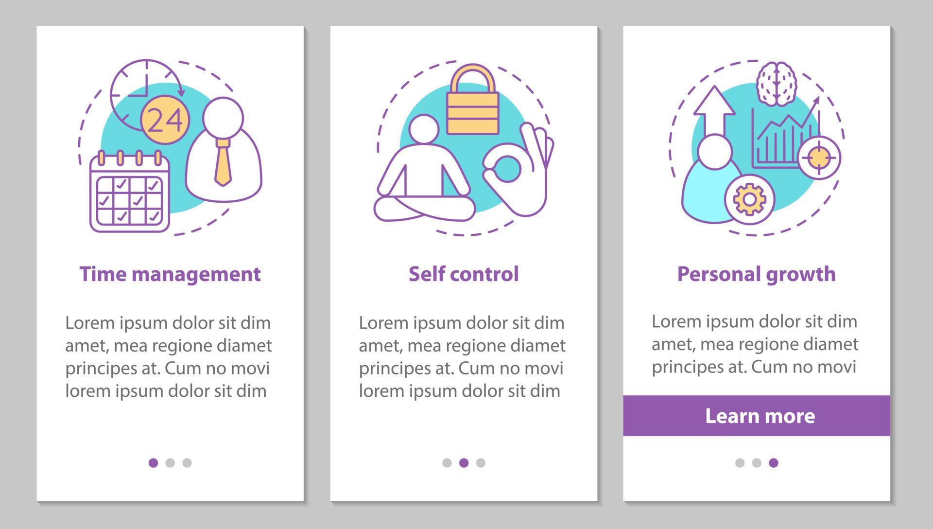 Personal Qualities Onboarding Mobile App Page Screen With Linear