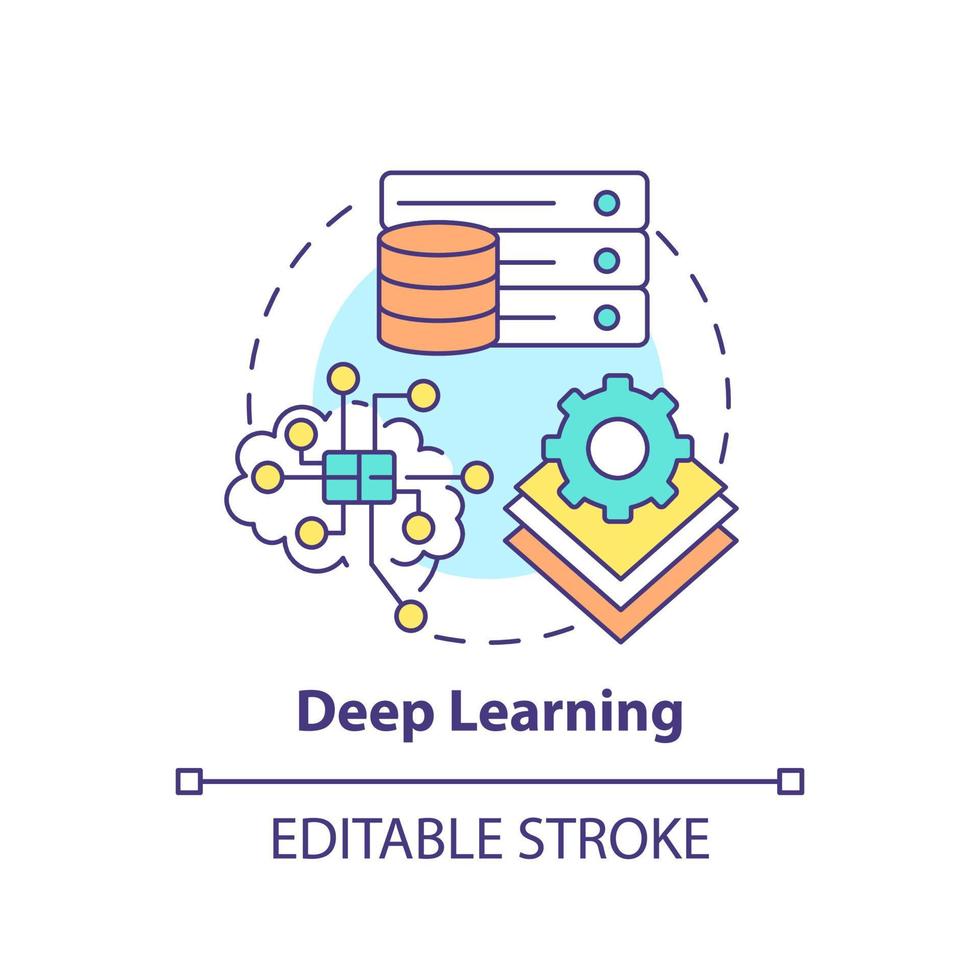 Deep learning concept icon. Excessive amount of data. Field of machine ...