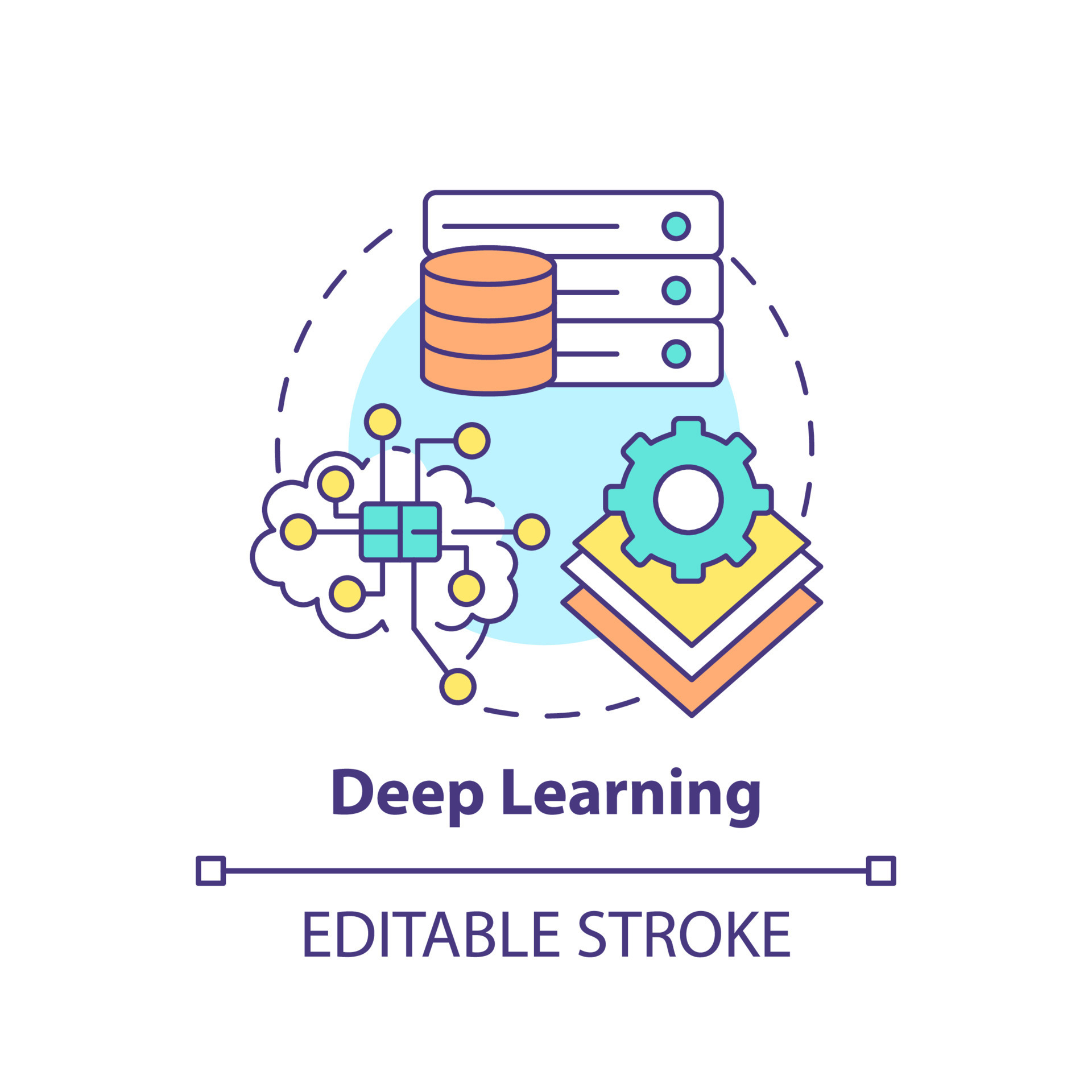 Deep learning concept icon. Excessive amount of data. Field of machine ...