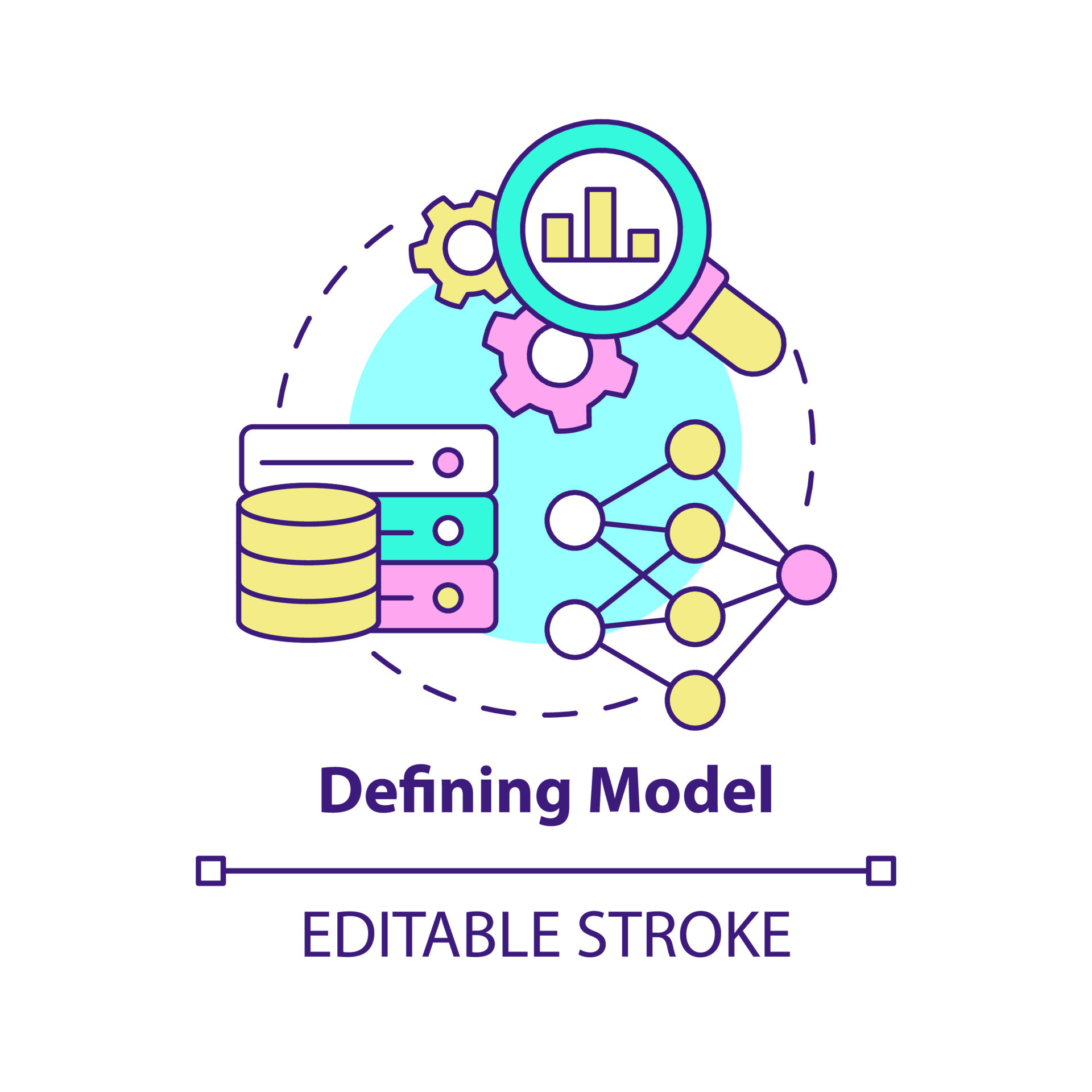 Defining model concept icon. Problem solving step in machine learning ...