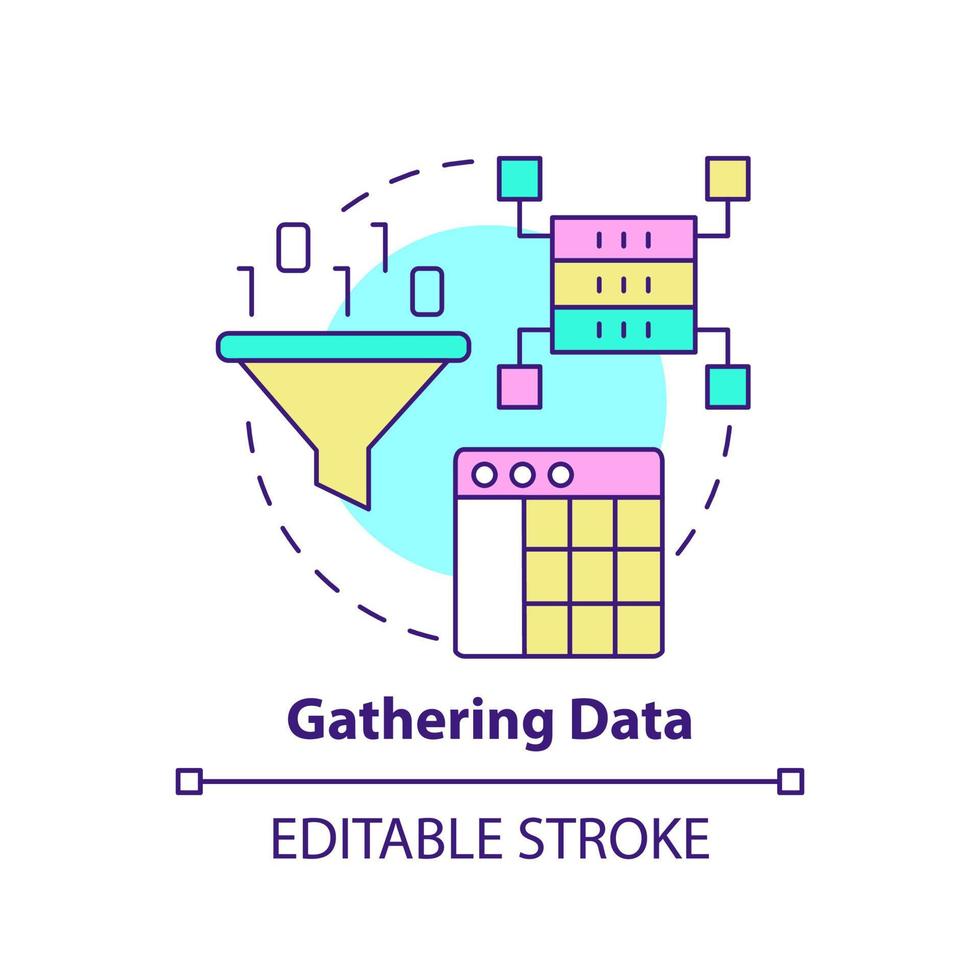 Gathering Data Concept Icon Problem Solving Step In Machine Learning Abstract Idea Thin Line