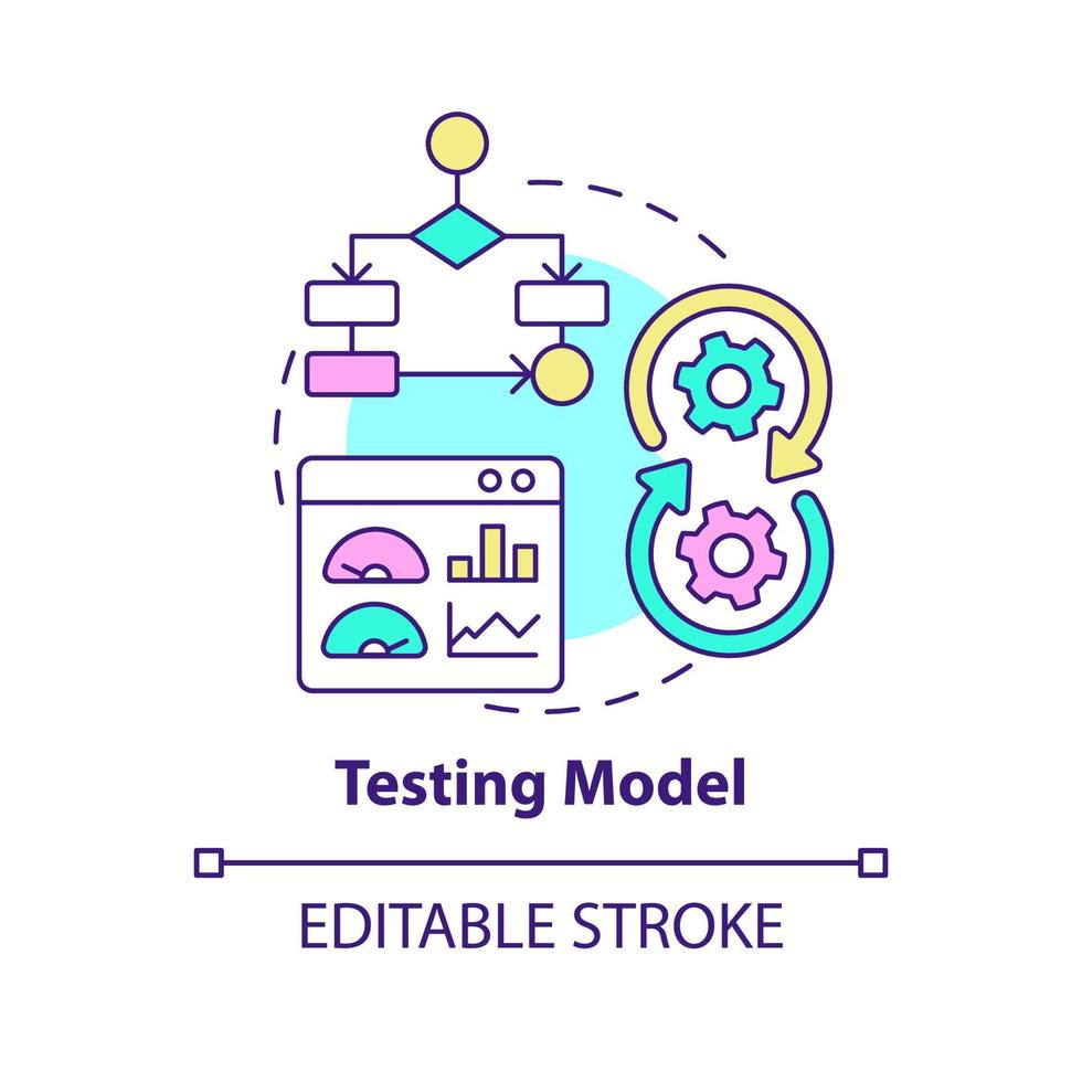 Testing model concept icon. Problem solving step in machine learning ...