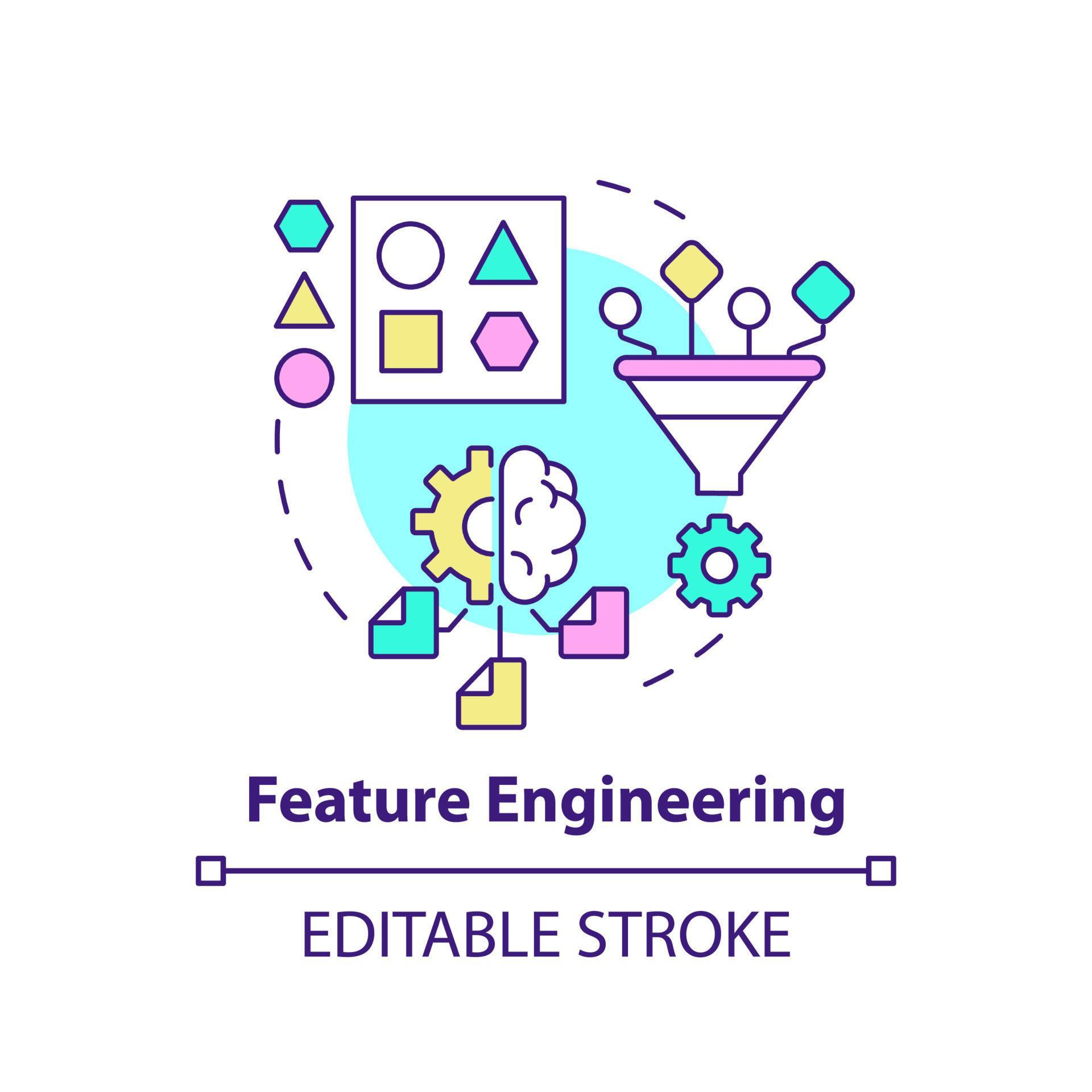 Feature engineering concept icon. Problem solving step in machine ...