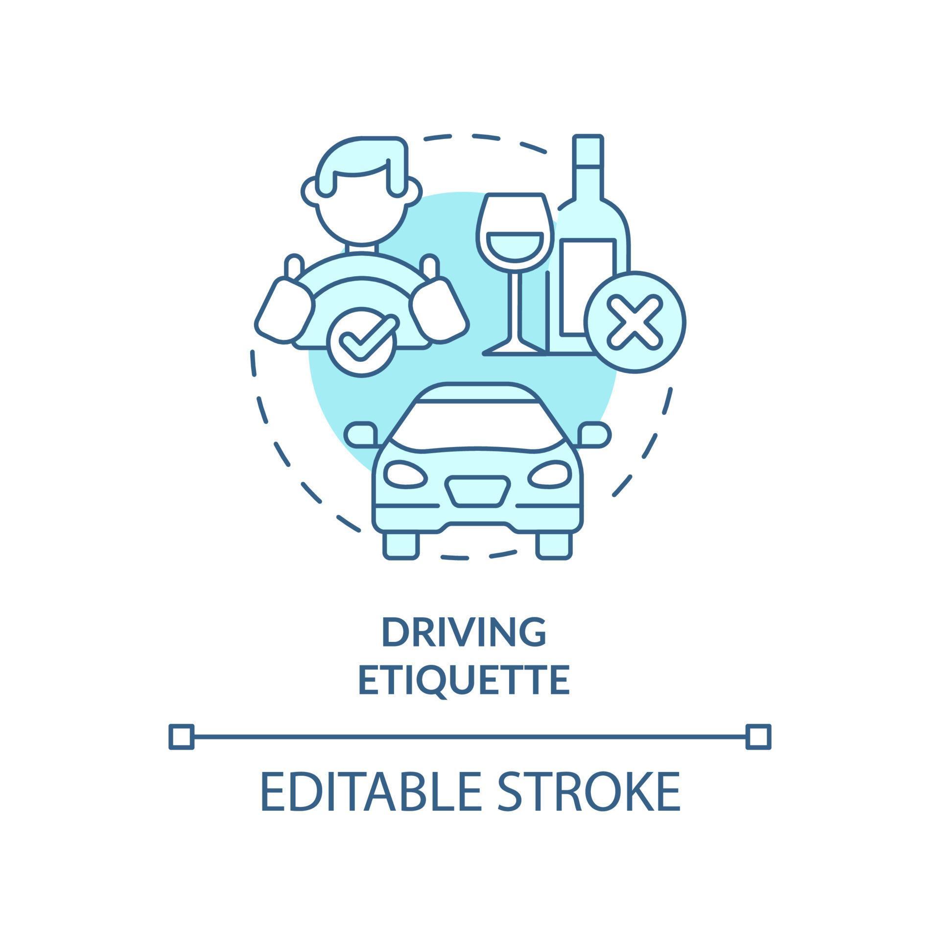 Driving Etiquette Turquoise Concept Icon Rules And Ethical Code Type Of Etiquette Abstract
