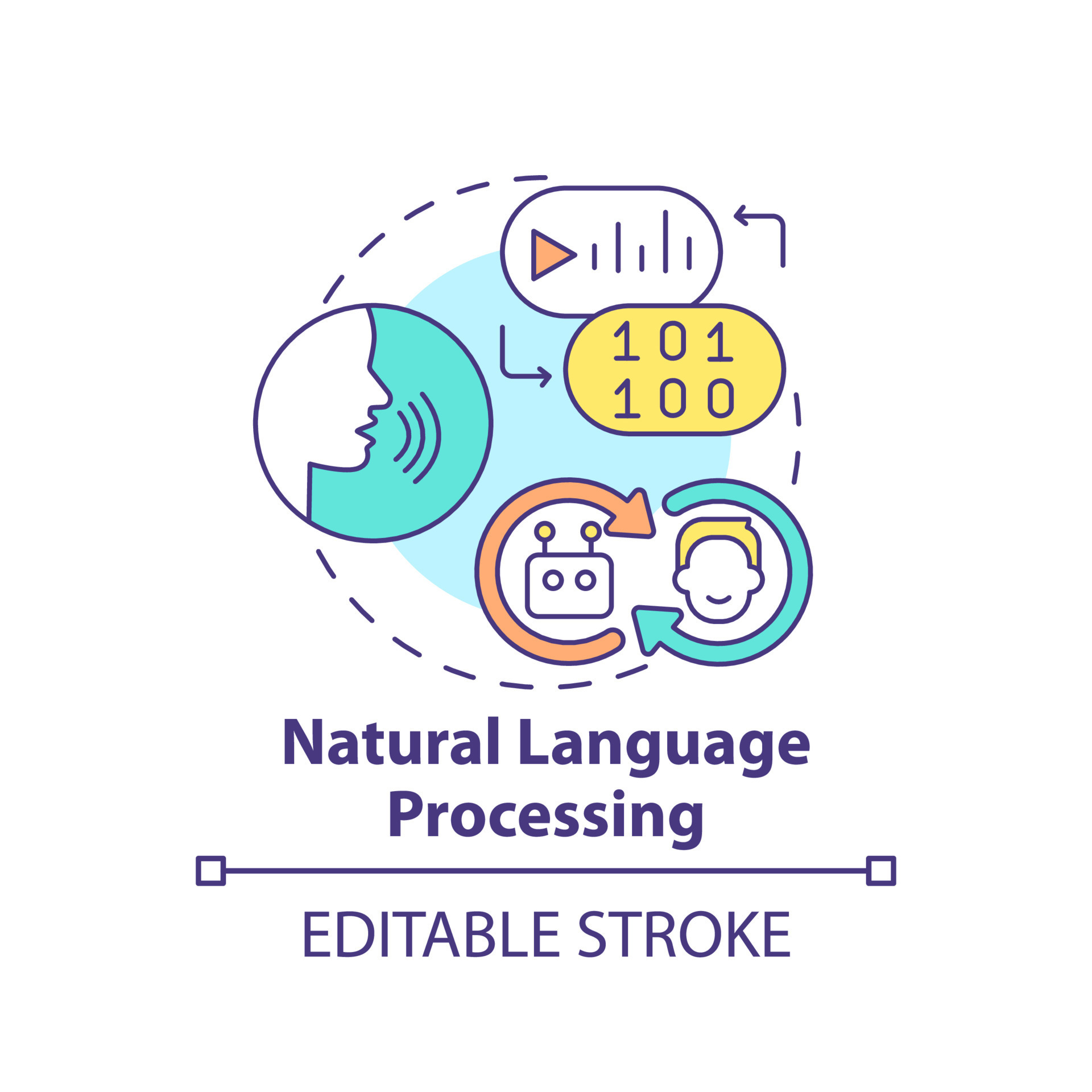 Natural language processing concept icon. Communication. Field of machine learning abstract idea ...