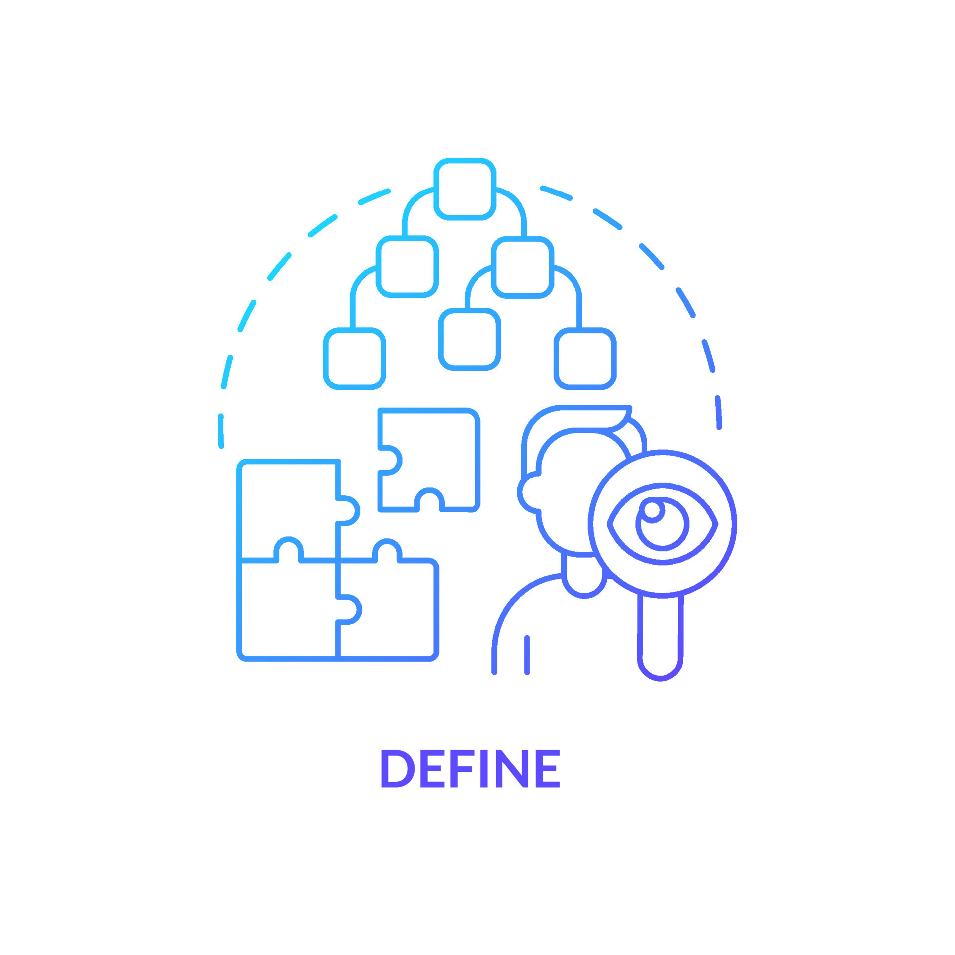 Define Blue Gradient Concept Icon Analysing Business Information Design Thinking Process