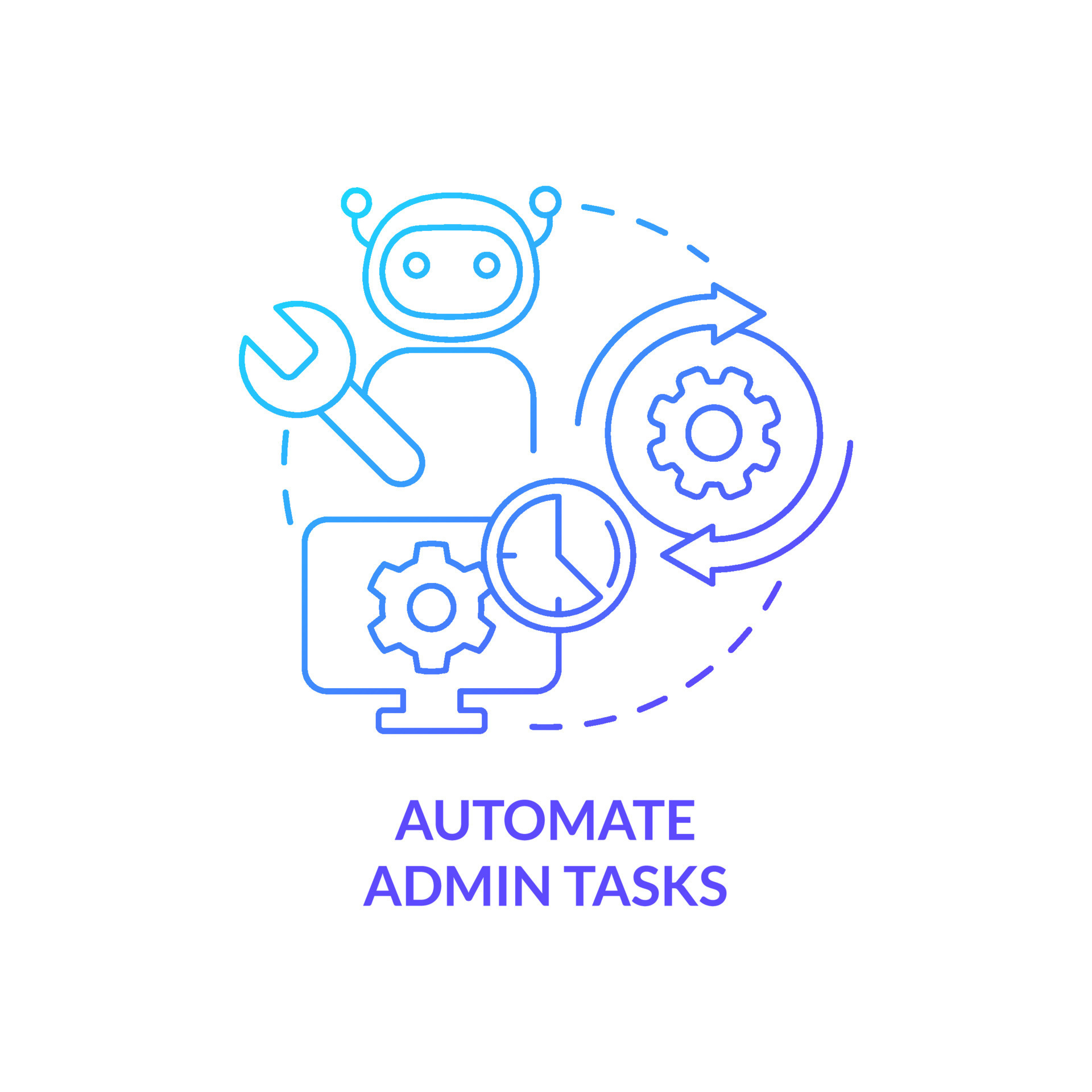 Automate admin tasks blue gradient concept icon. Workflow improving. Way to increase business ...