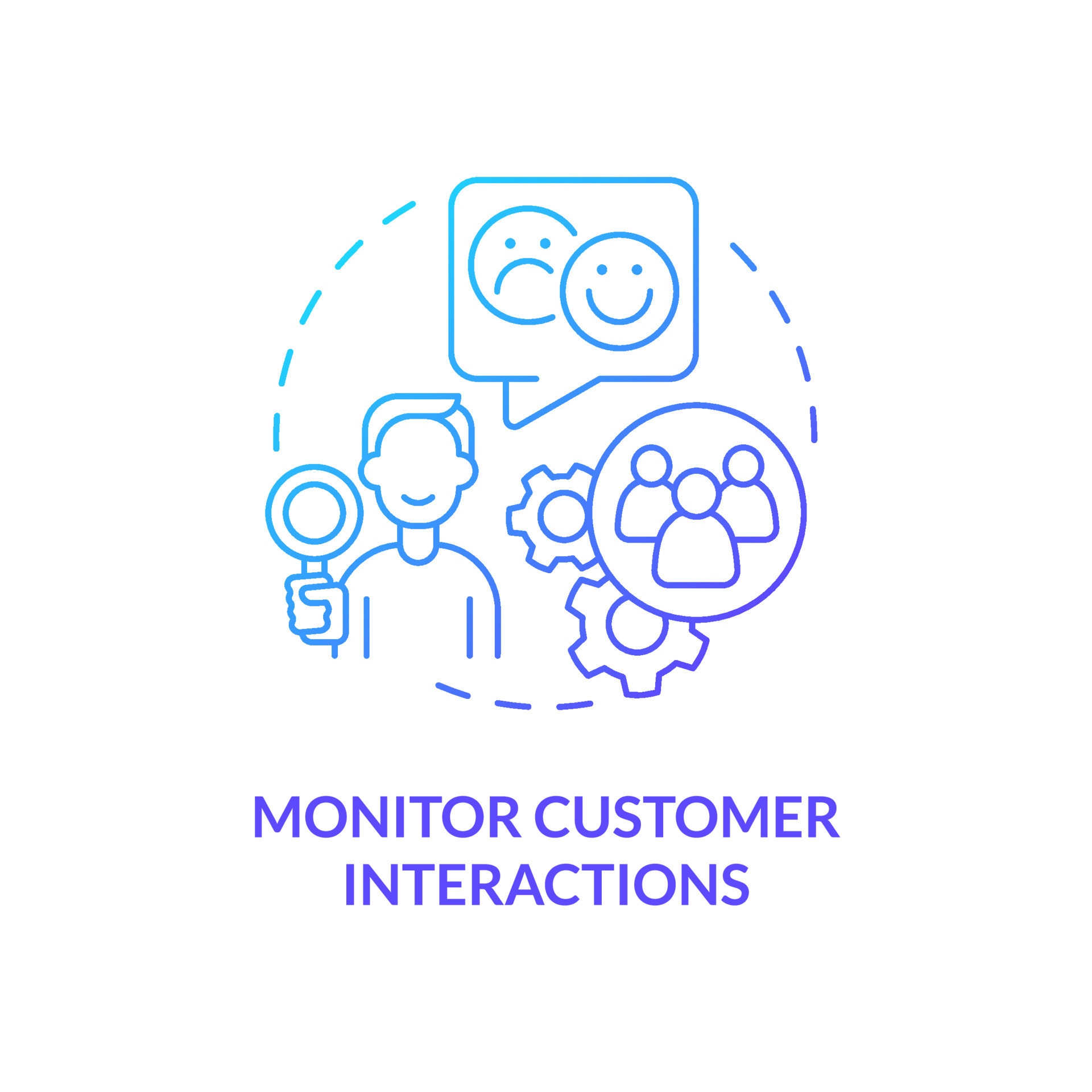 Monitor Customer Interactions Blue Gradient Concept Icon Ways To