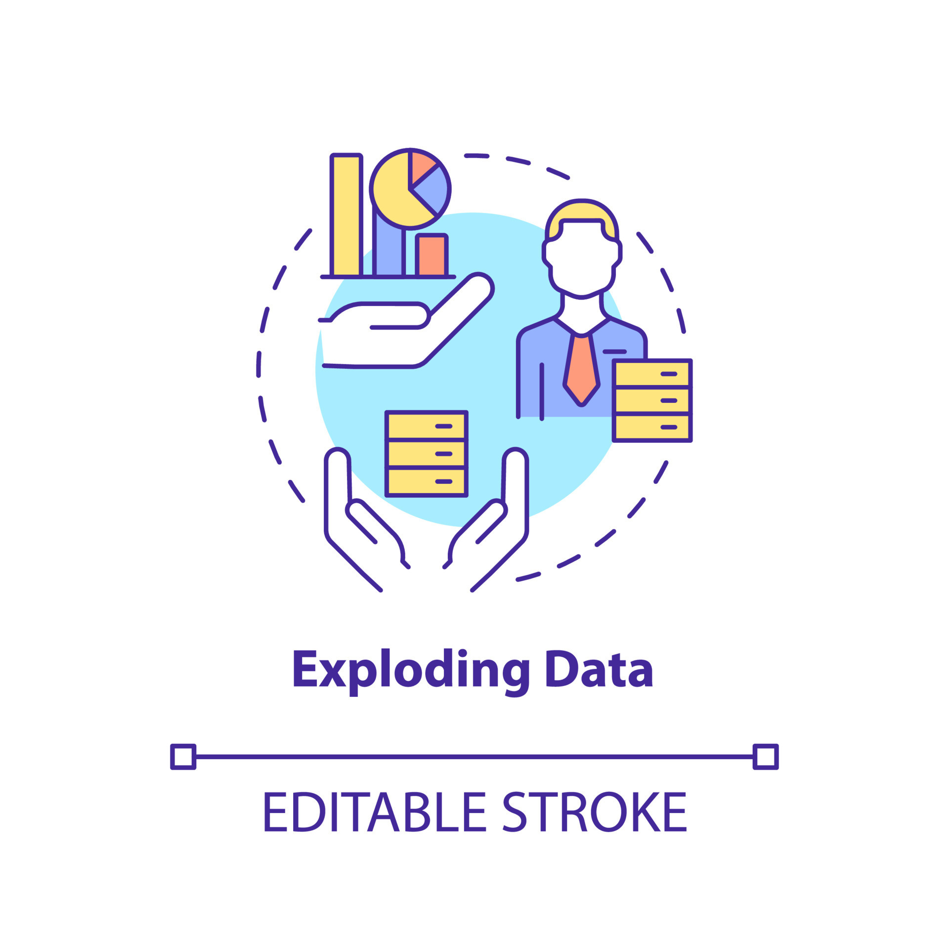 Exploding data concept icon. Basic problem of startup abstract idea ...
