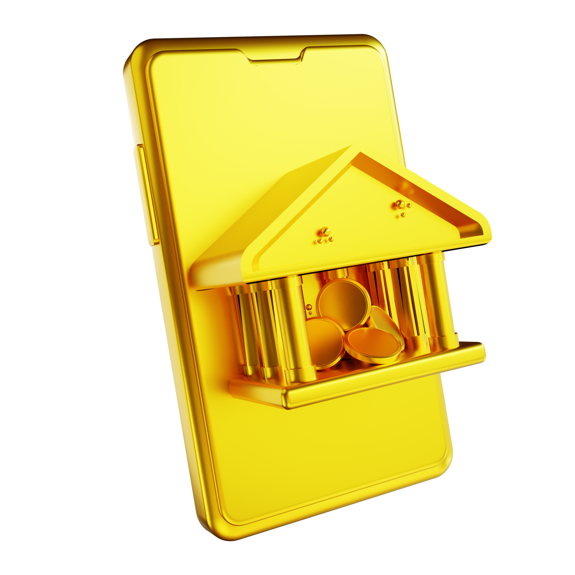 3d Illustration Golden Security Mobile Banking 9390674 Png
