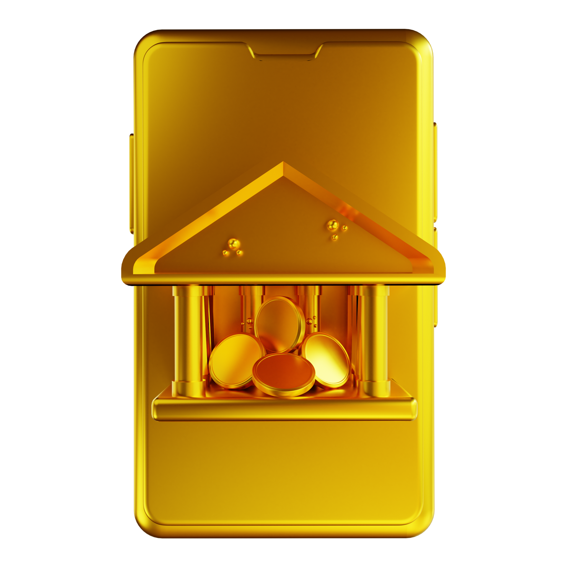 3d Illustration Golden Security Mobile Banking 9390875 Png
